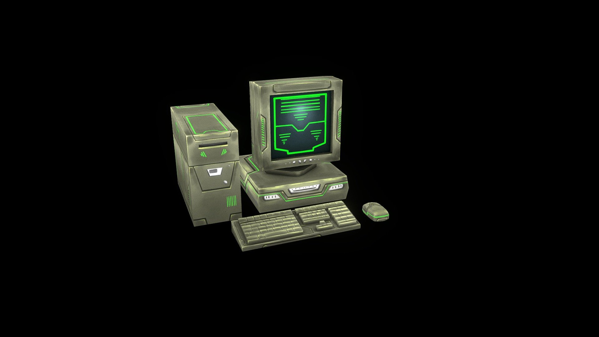 Low poly scifi computer game asset PS1 style - 3D model by aniketashis ...