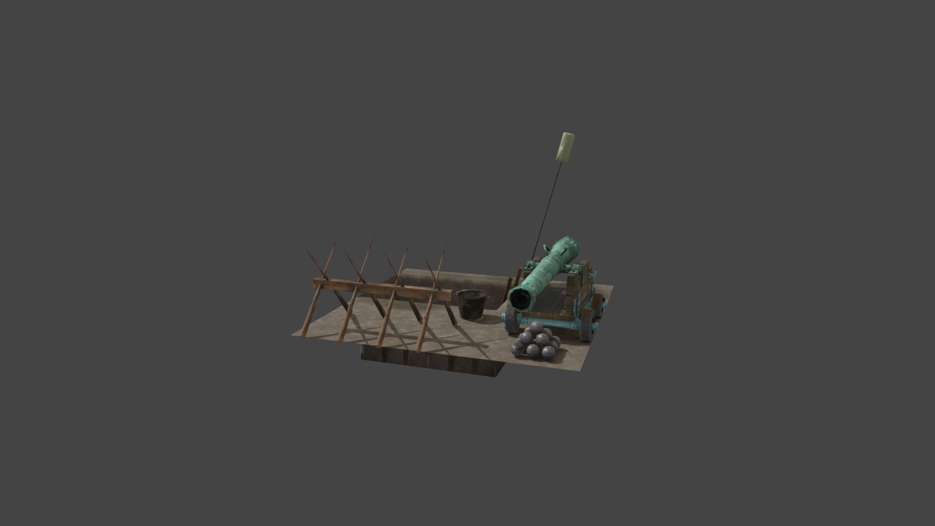 Low-Poly Cannon in Environment - 3D model by Kris Zecevic (@kriszecevic ...