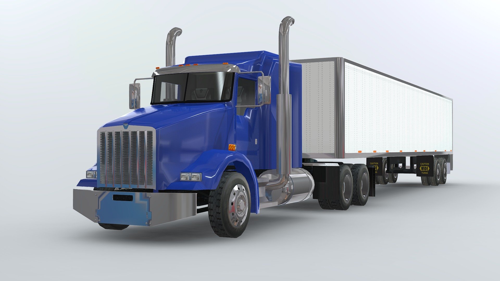 American classic semi-truck with trailer lo-poly - Buy Royalty Free 3D ...