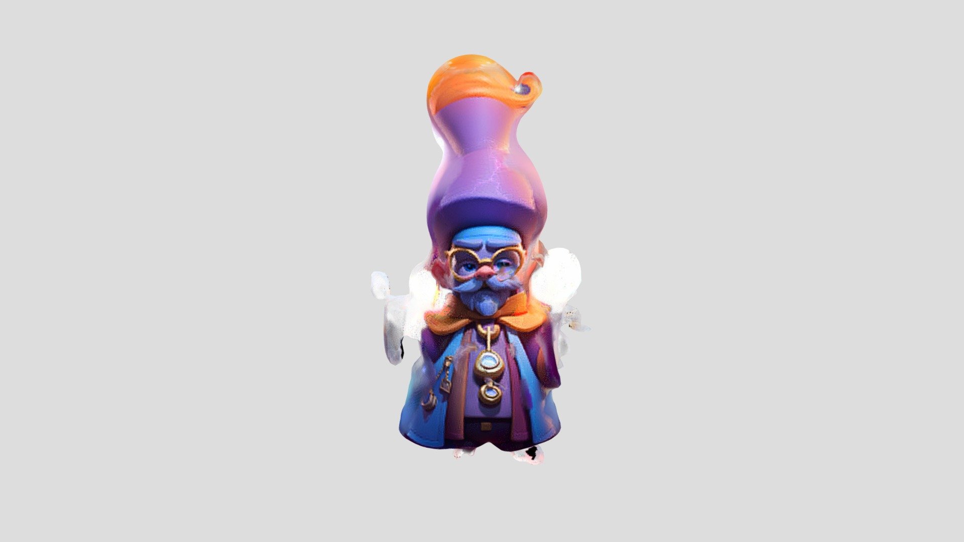 Cute little wizard character in a blue hat and - Download Free 3D model ...