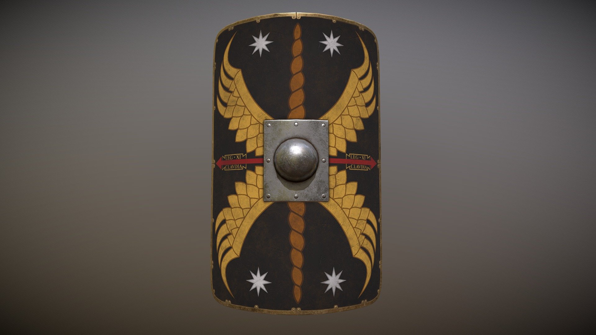Rectangular Scutum with Brass Rim (Leg XI) - 3D model by Garrettich ...