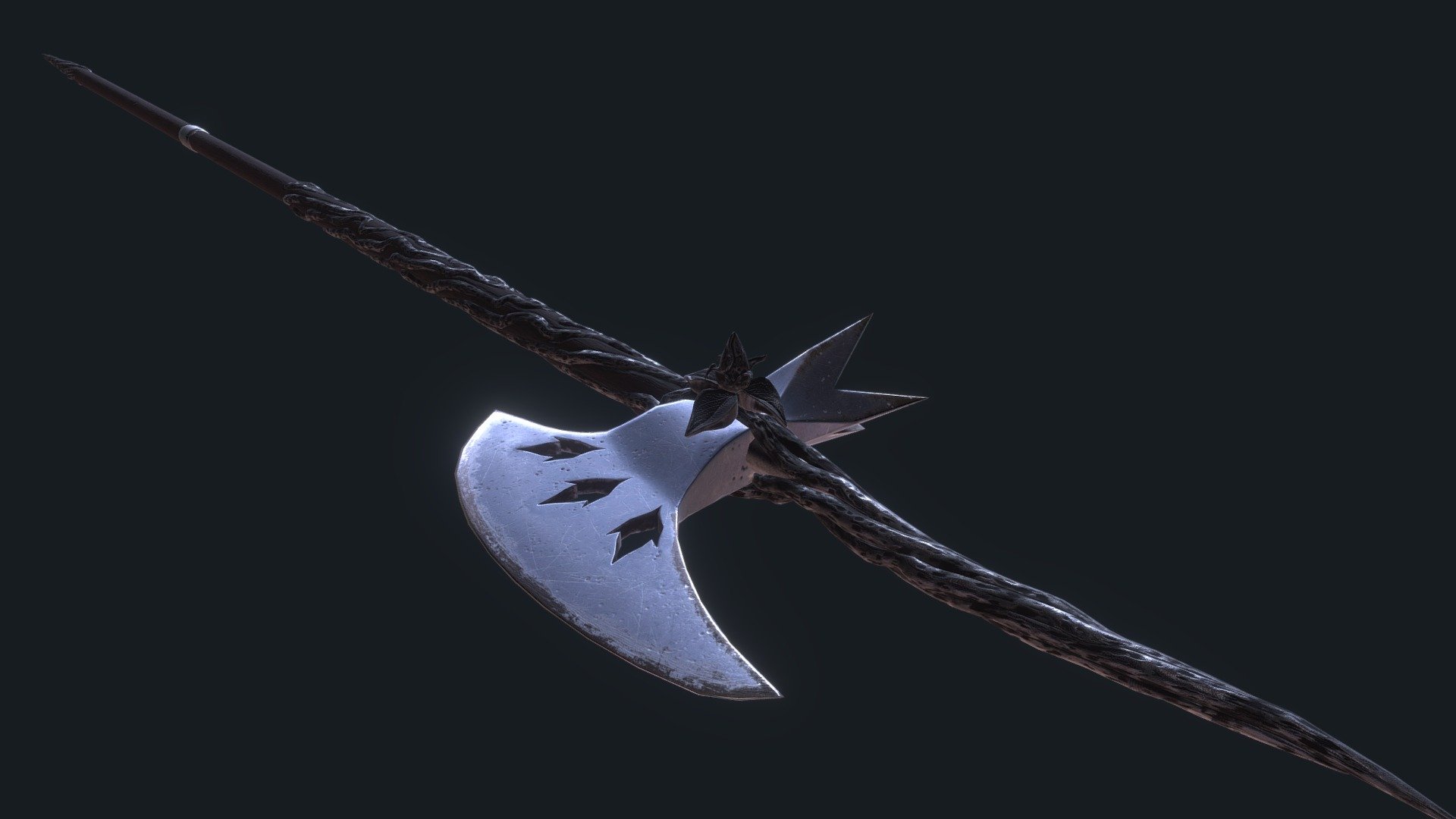 Poleaxe with a plant-themed design - Download Free 3D model by trivial ...