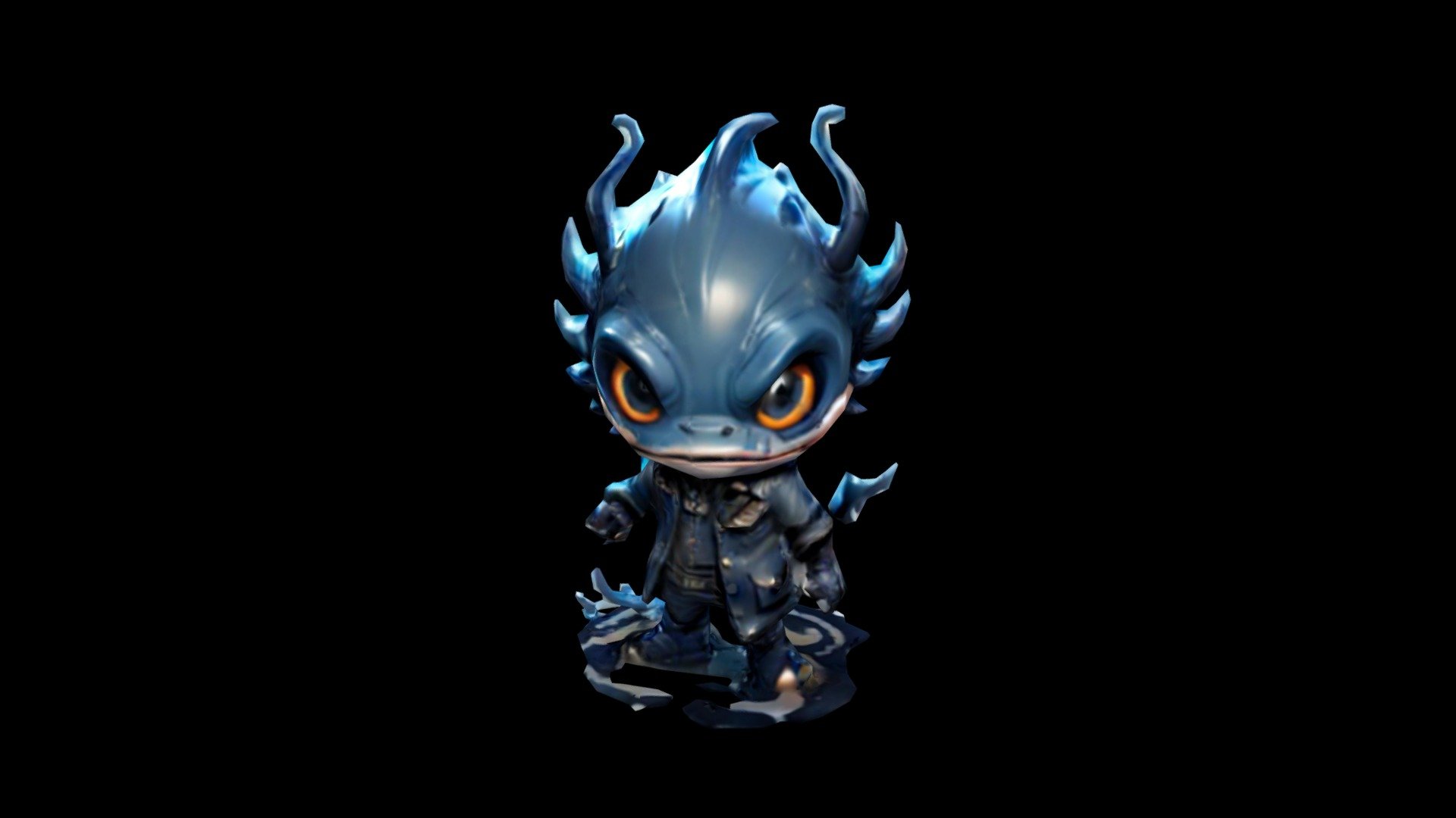 An illustration of a small, blue creature with h - Download Free 3D ...