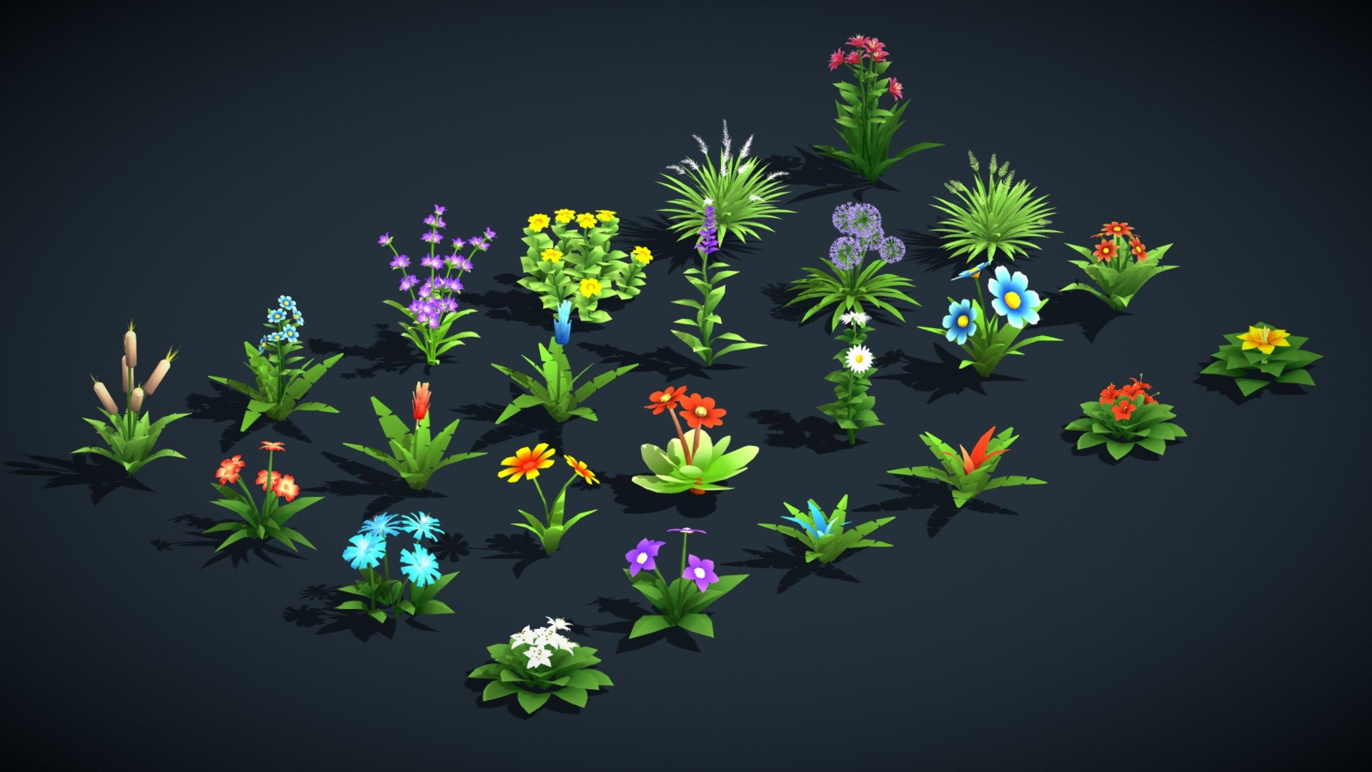 Stylized Low Poly Flowers Pack Vol-8 - Buy Royalty Free 3D model by ...