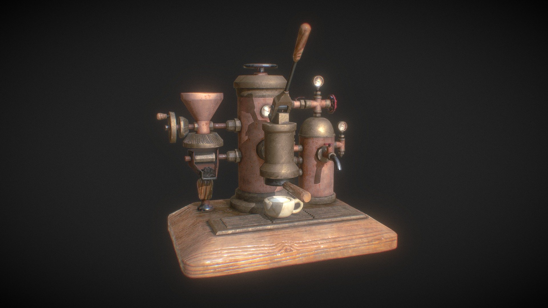Steampunk Coffee Machine - Download Free 3D model by candelasoriano ...
