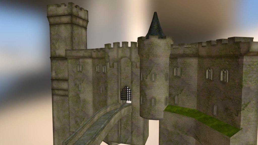 Castle Front Wall And Tower - 3D model by tbrophy [234cf96] - Sketchfab