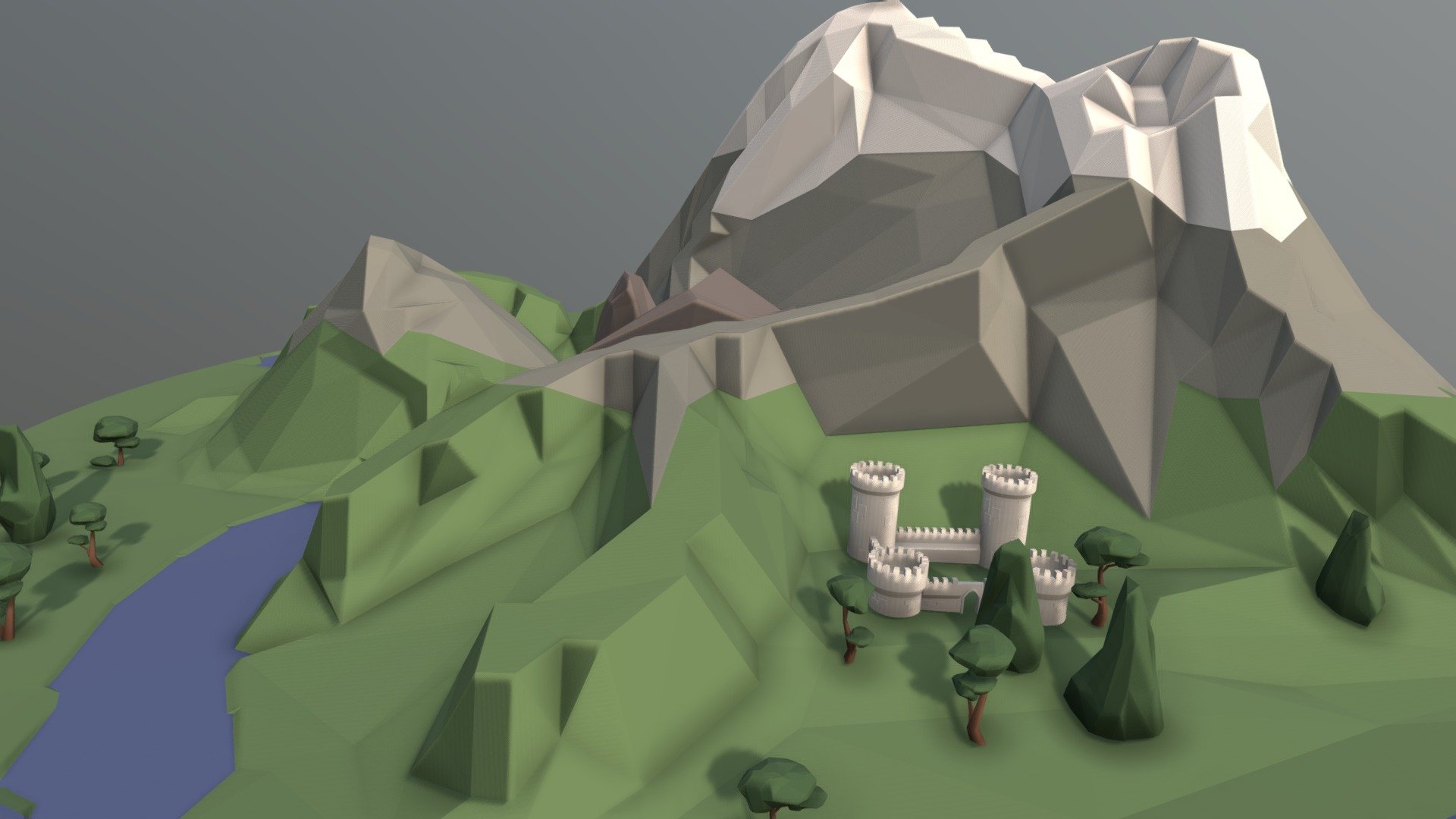 Low Poly Castle Landscape - 3D model by dragu_la [234fe56] - Sketchfab