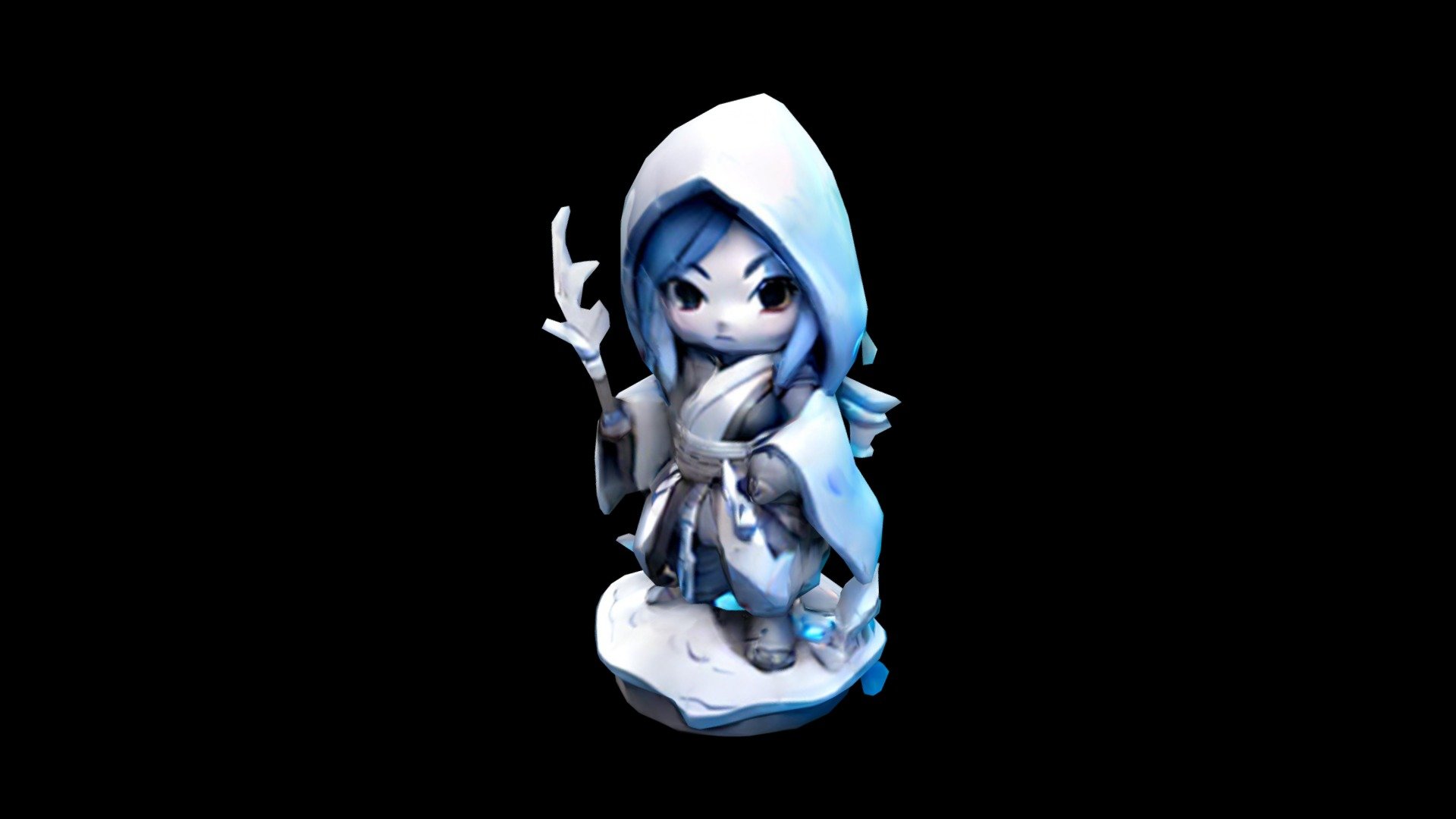 "Anime-style female mage figurine with blue hair - Download Free 3D ...