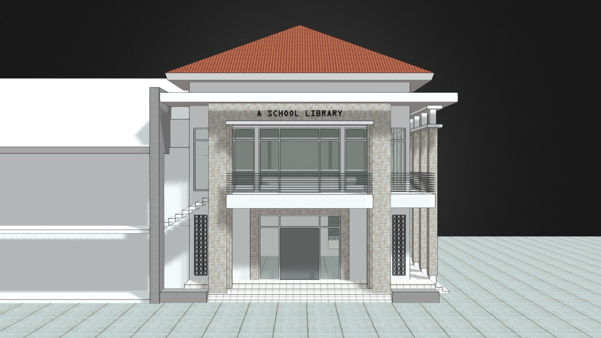 A Library Attached to a School Building - Download Free 3D model by ...