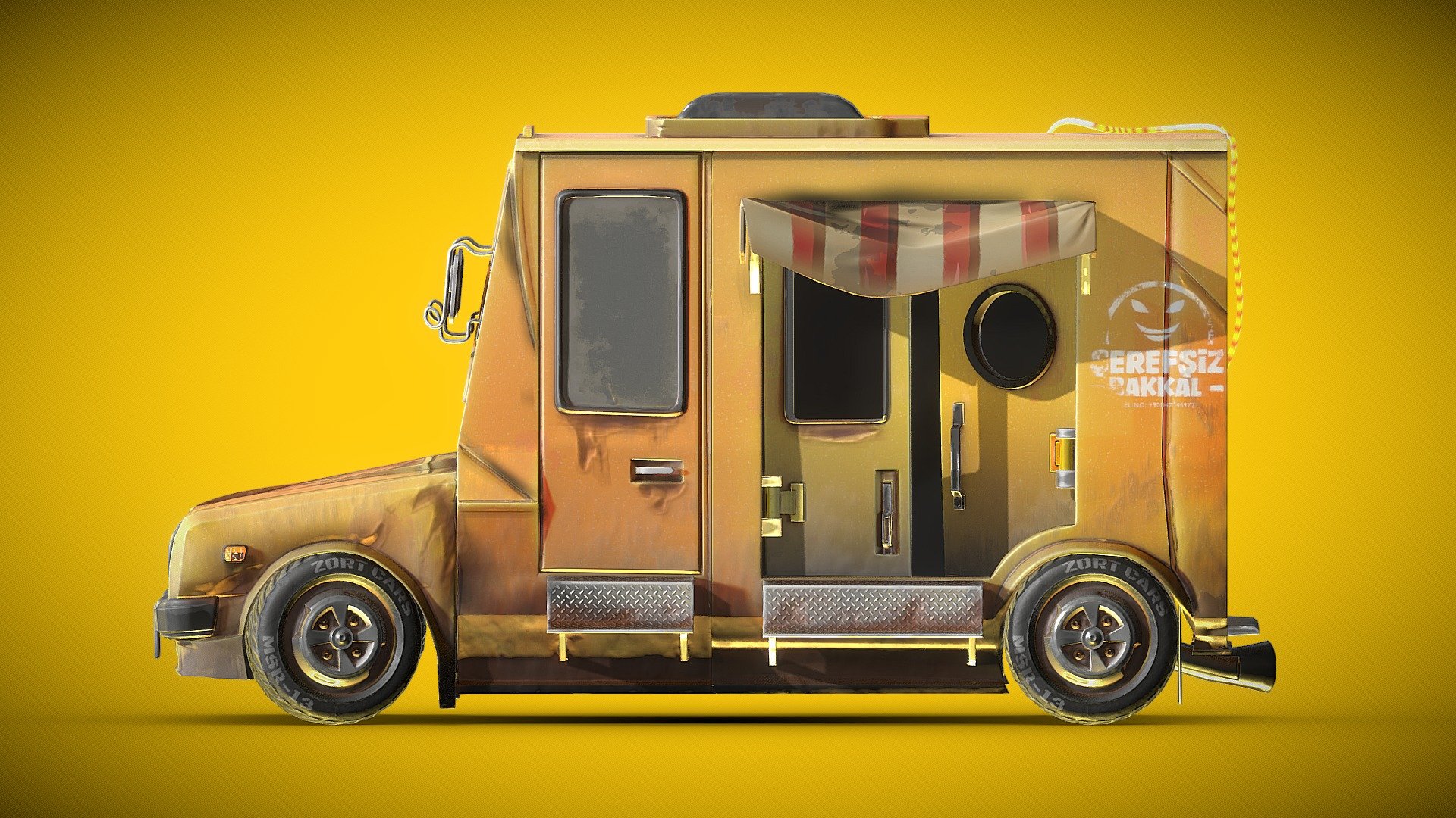 Yellow Stylized Caravan - 3D model by XOIAL [237653f] - Sketchfab