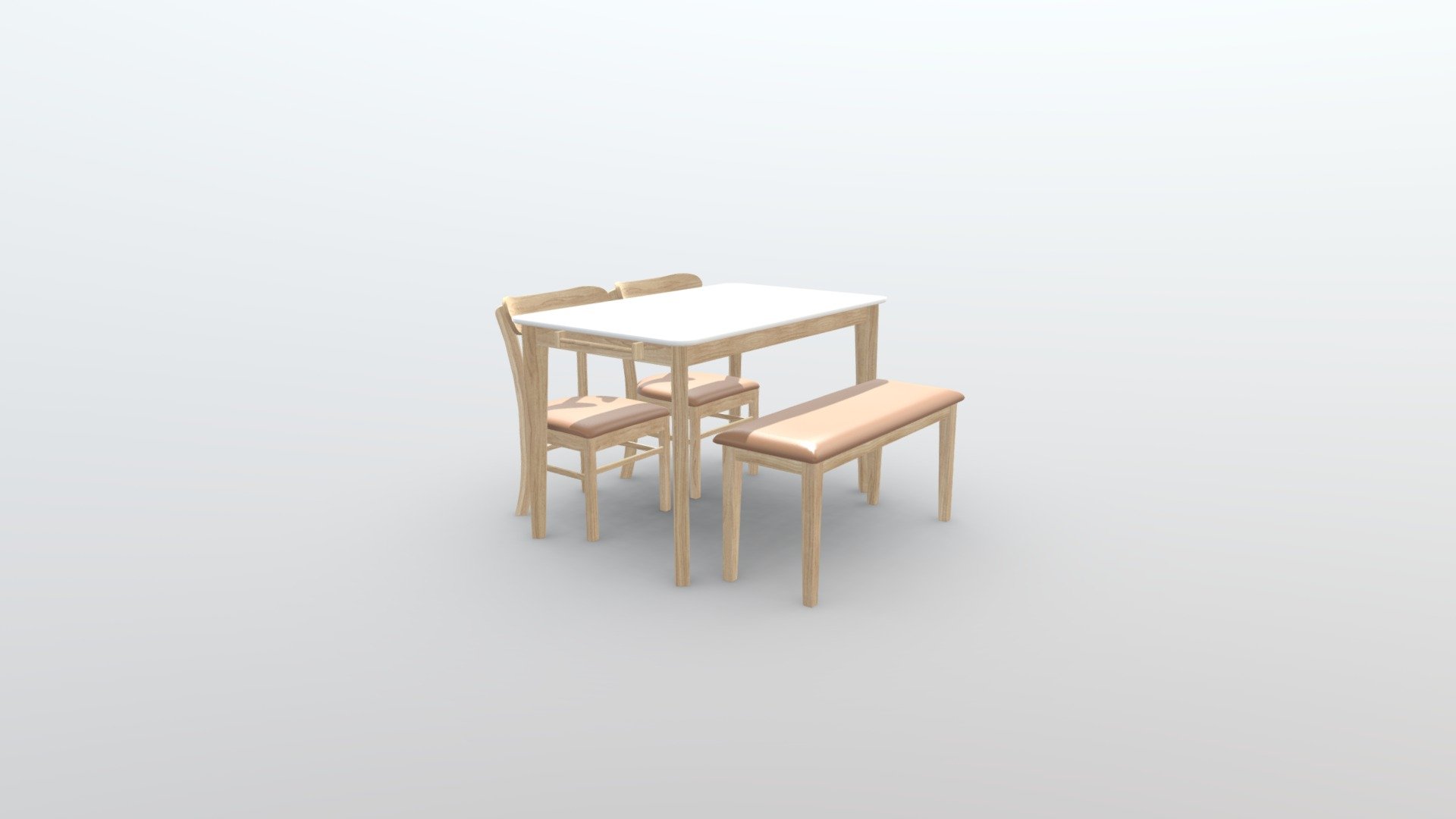 Tree Solid Wood White Dining Table Set - Buy Royalty Free 3D model by ...