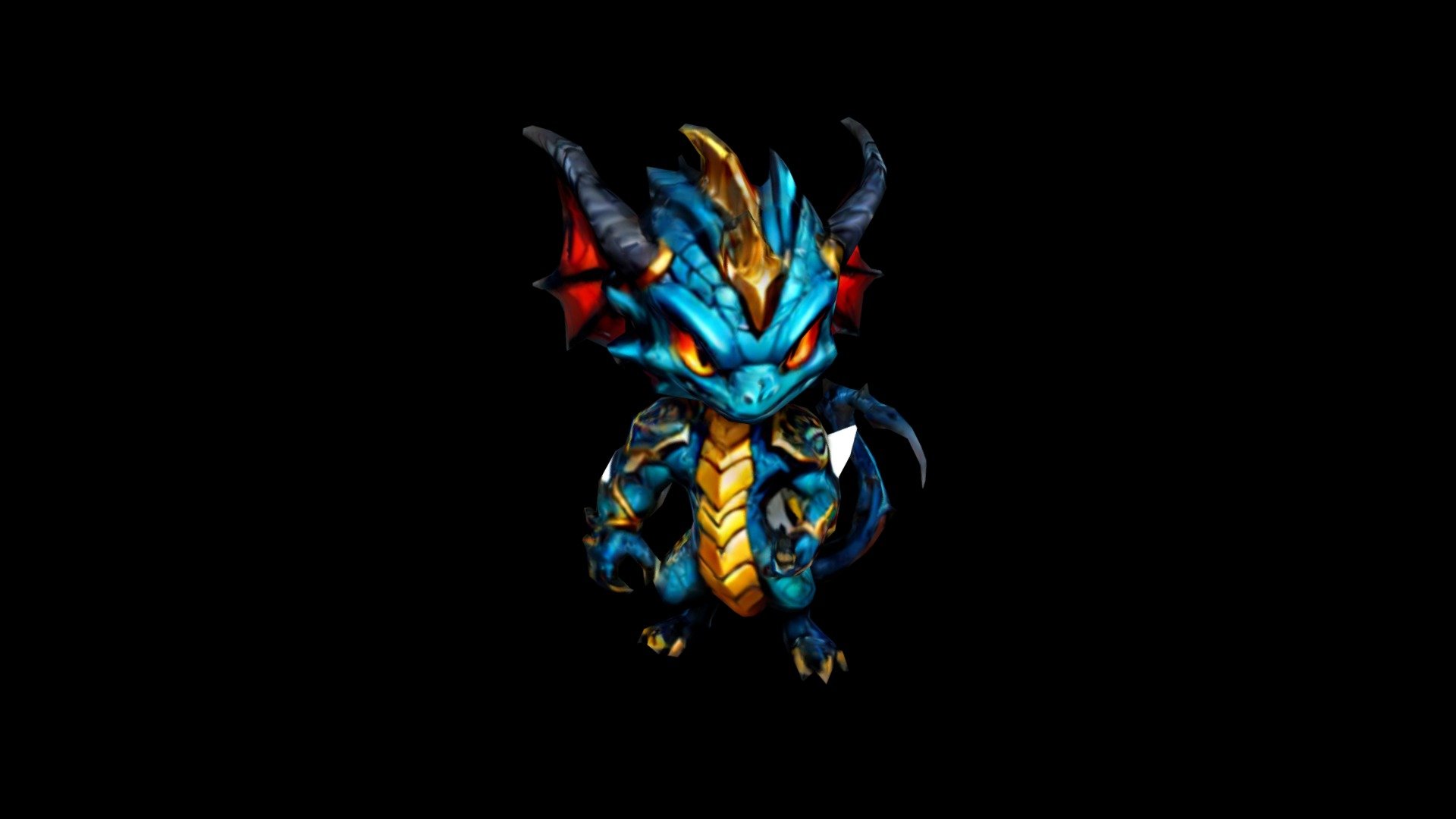 The fierce blue dragon stands proudly with gold - Download Free 3D ...
