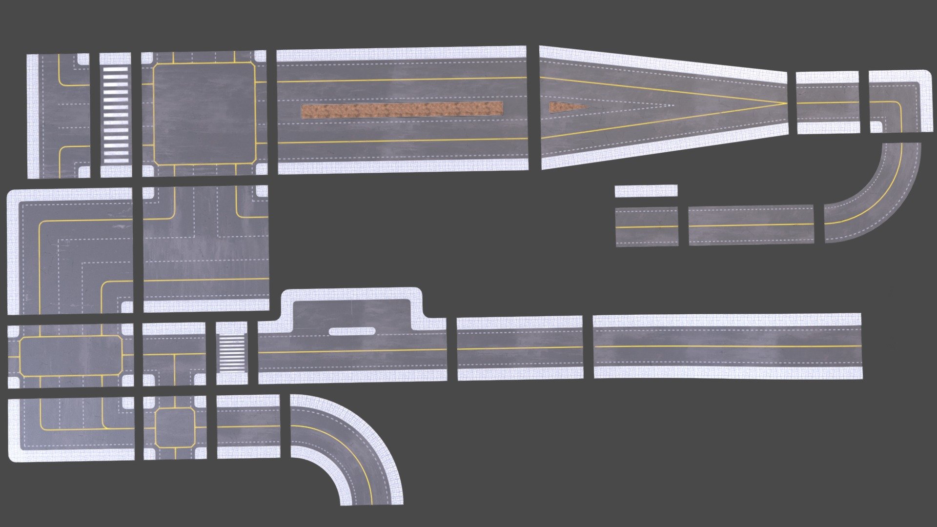 Modular Asphalt Road Kit - 3D model by Kleyx [238afc4] - Sketchfab