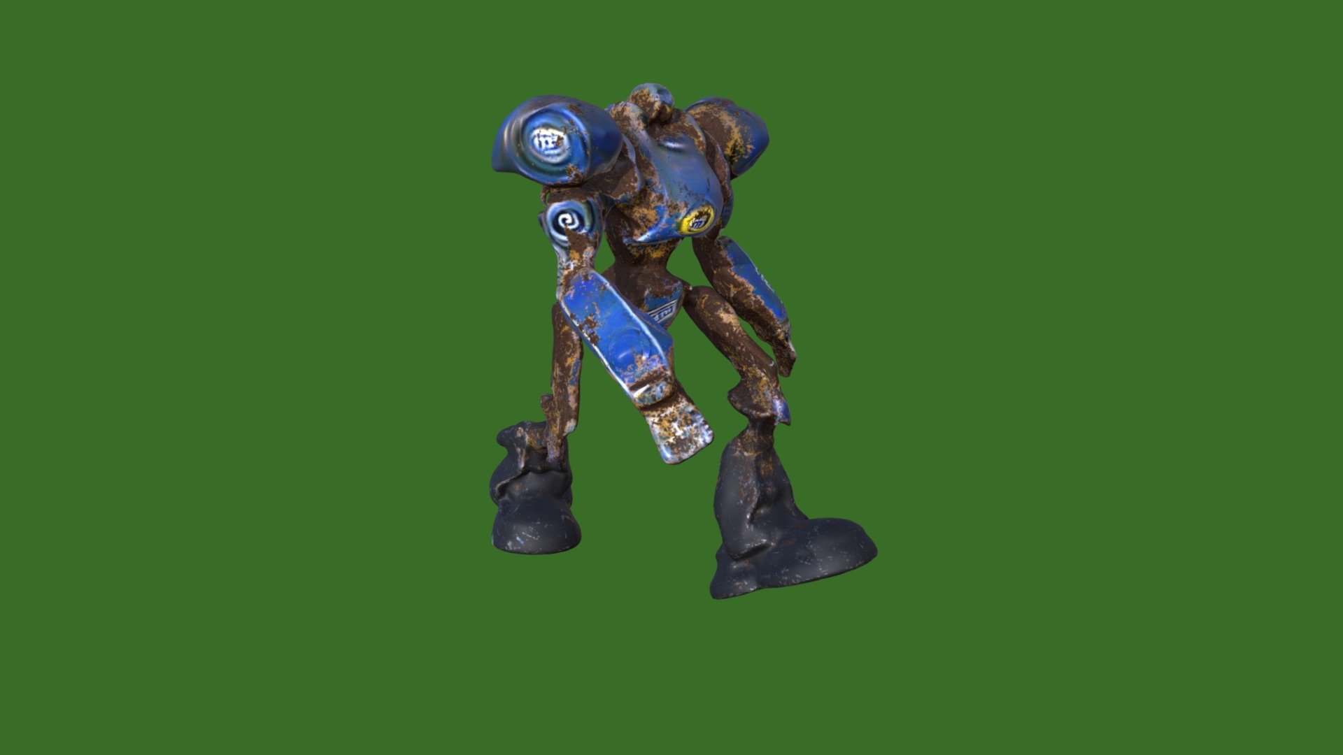 rusty robot Walking (animated) - Download Free 3D model by vicente betoret ferrero (@deathcow ...