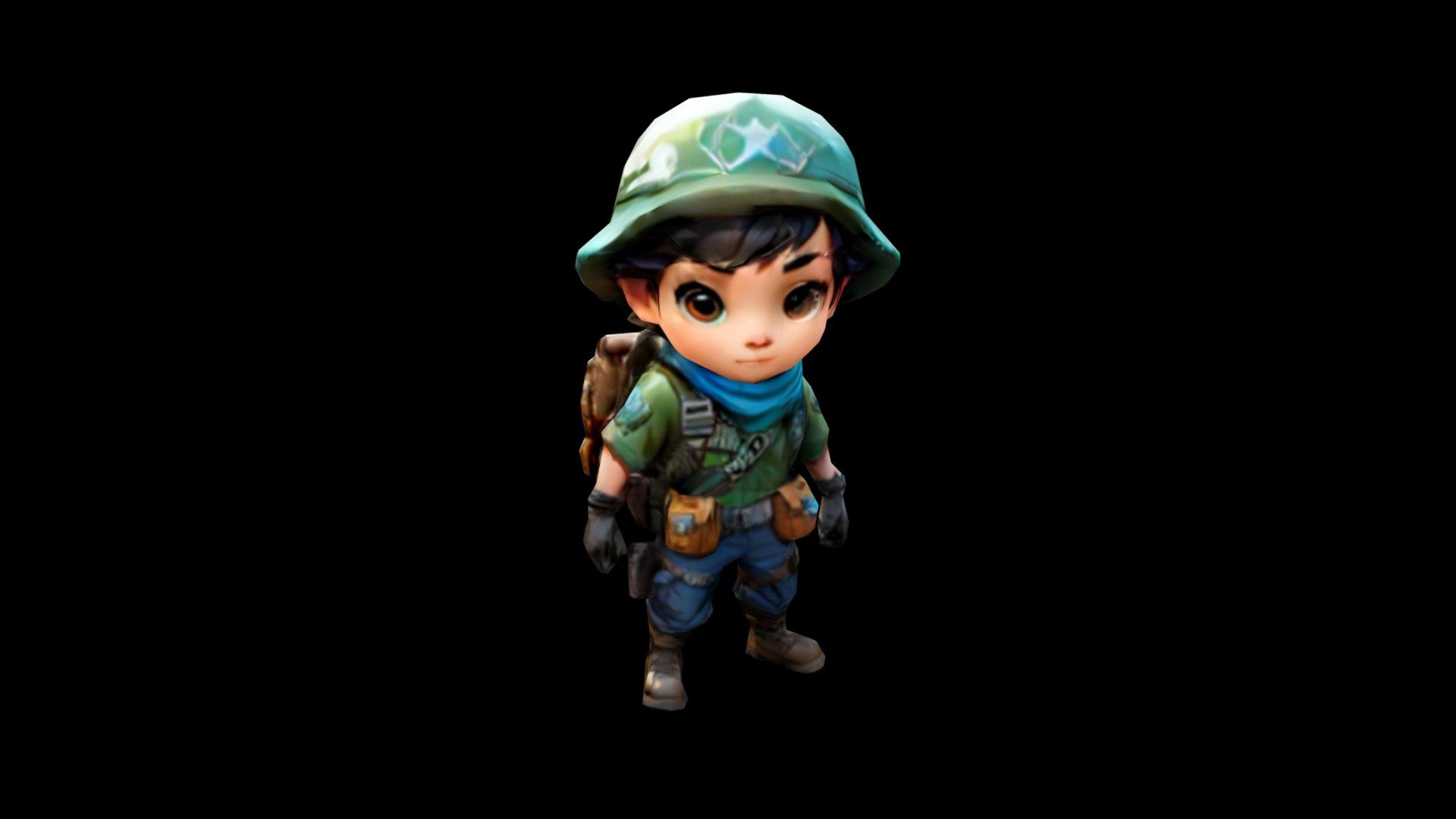 Chibi General (Leia) in Army uniform standing on - Download Free 3D ...