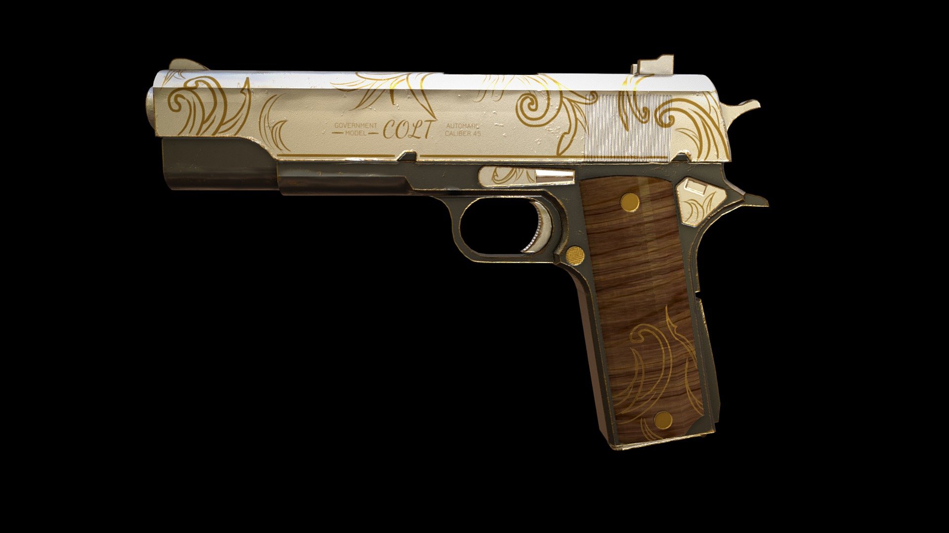 Colt M1911 (Gold Flower) - Download Free 3D model by Bl4ckGh0st ...