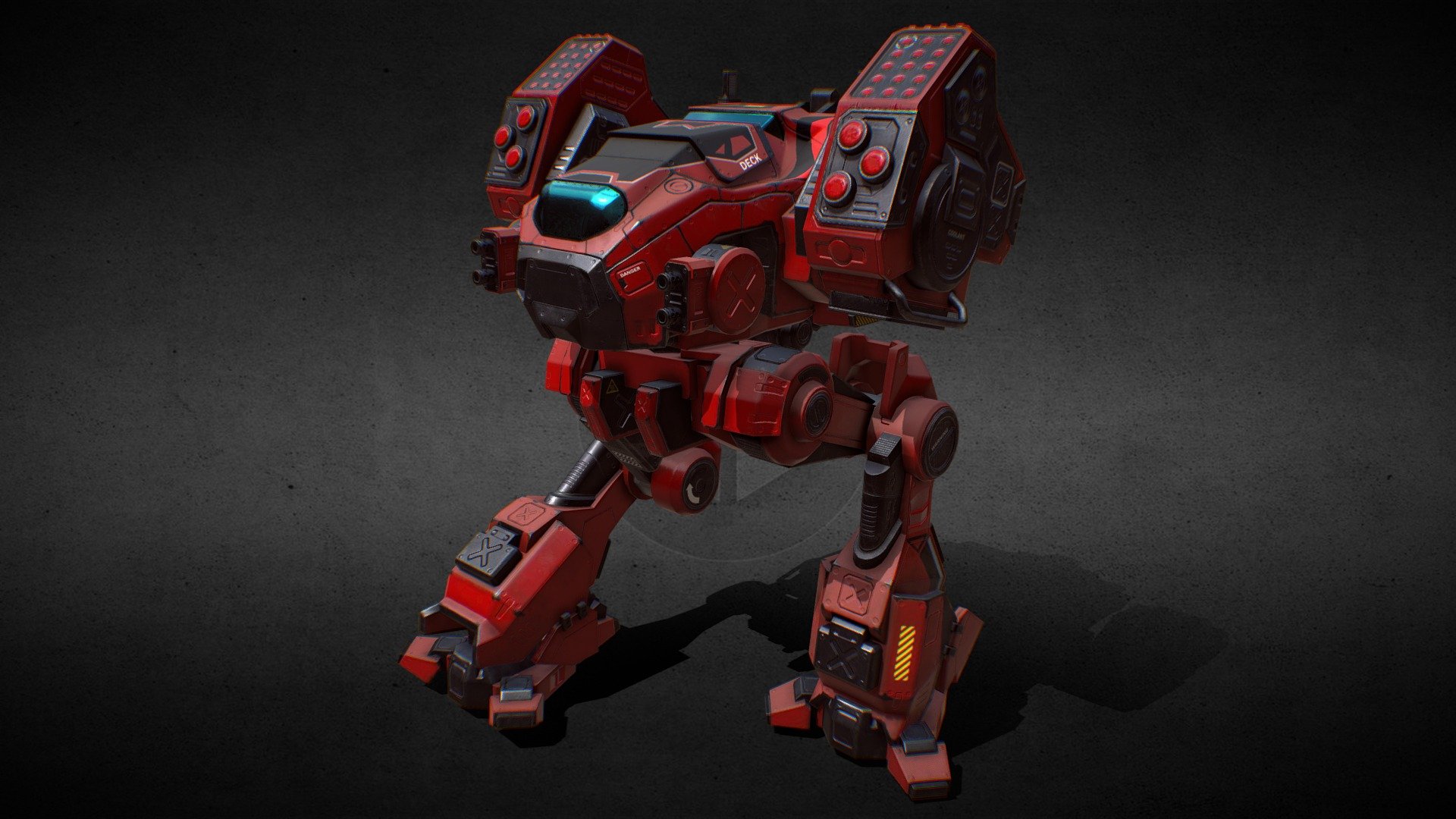 Battle Mech v3 red - 3D model by Dmitrii_Kutsenko (@Dmitrii_Kutcenko ...