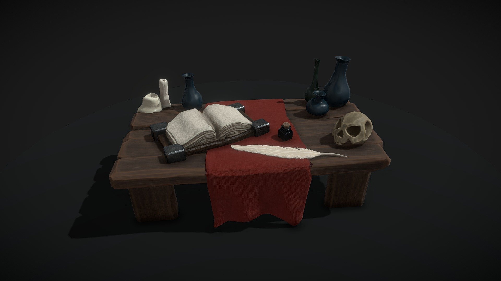 Witchy writer table - 3D model by iensapiensaa [23ba66b] - Sketchfab
