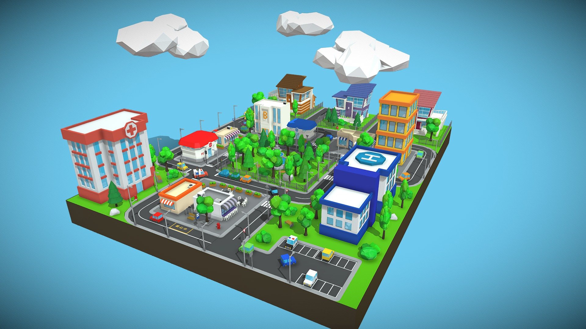 Low Poly City - 3D model by leonardo.ongarato [23de464] - Sketchfab
