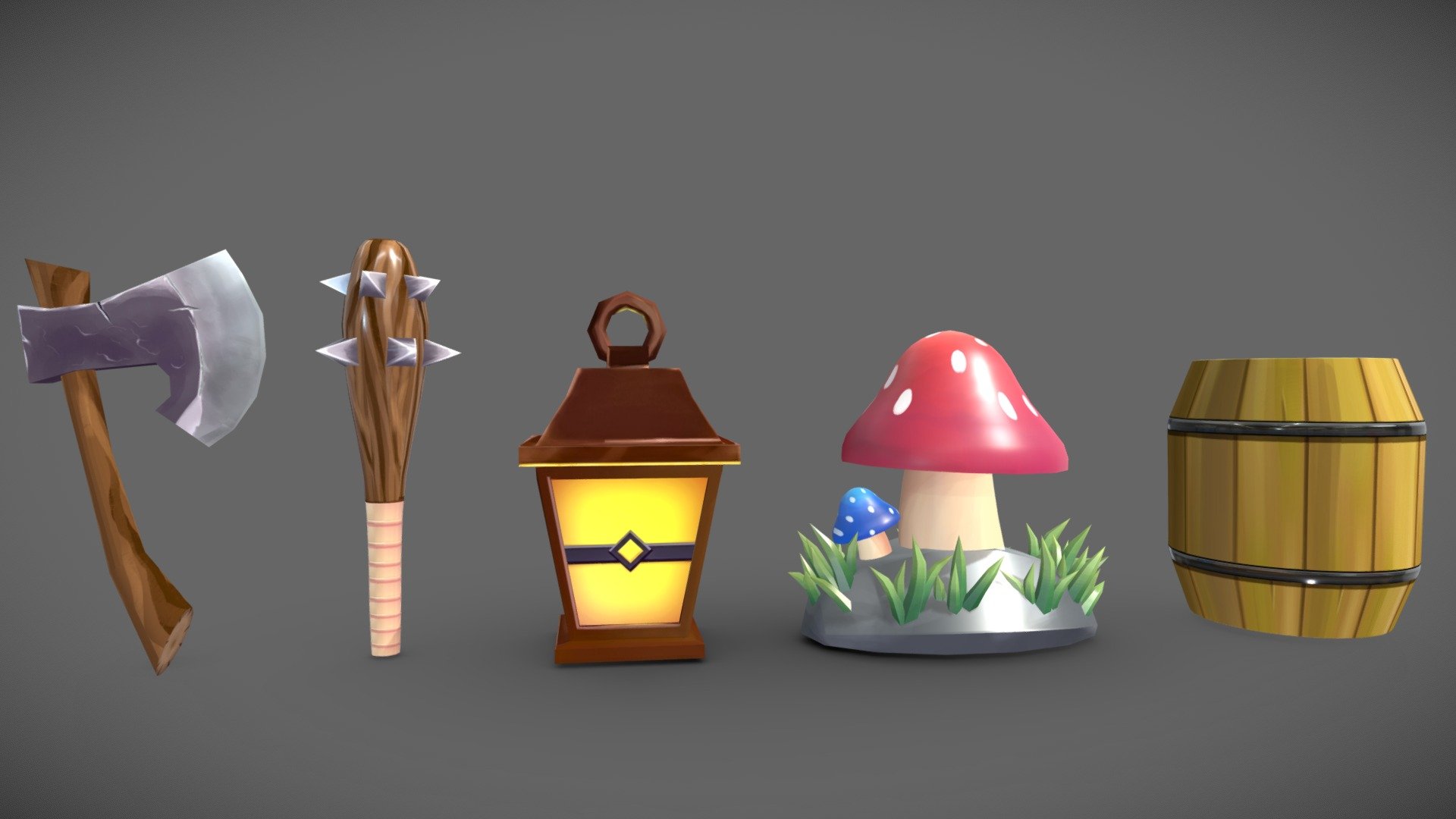 Stylized Fantasy Prop Pack Hand Painted Low Poly - Download Free 3D ...