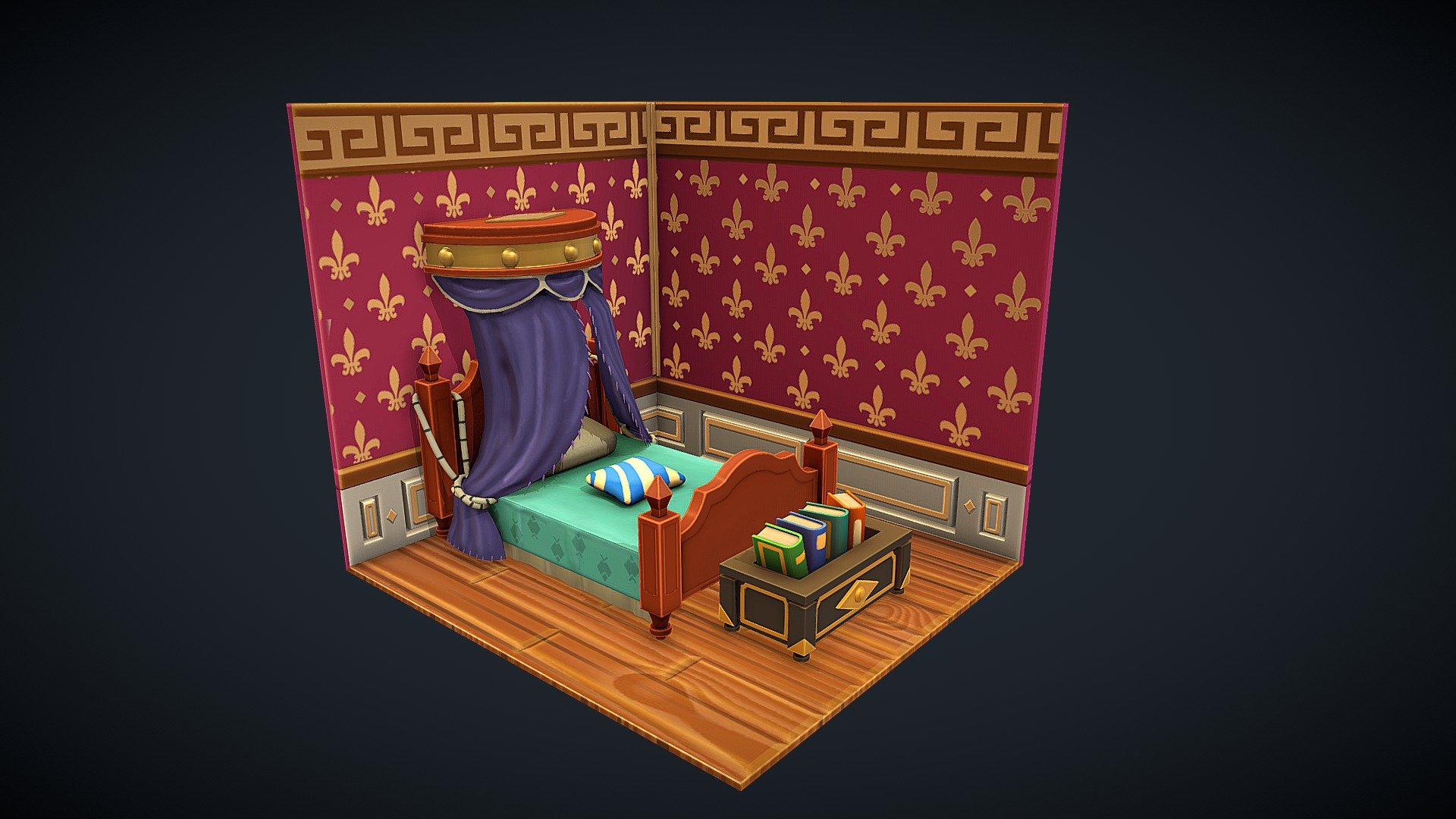 Stylized Bed Room - 3D model by JuanS. [23f2219] - Sketchfab