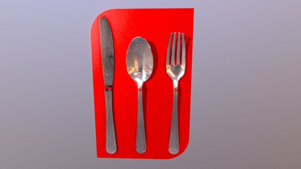 Cutlery Set Pack: Spoon, Fork, Knife - Buy Royalty Free 3D model by ...