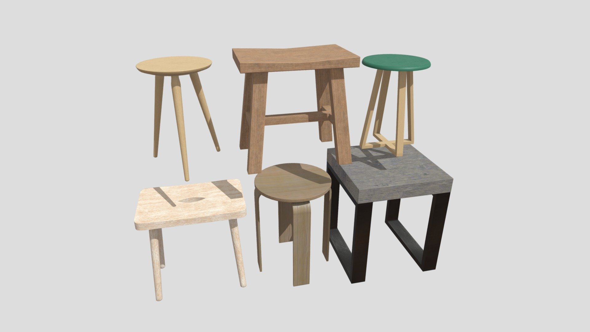 Stool Pack - Buy Royalty Free 3D model by plaggy [23f6f21] - Sketchfab ...