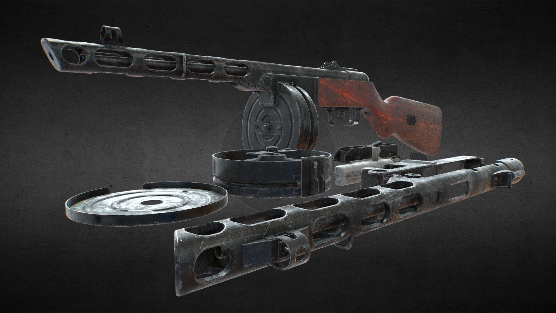 PPSH 41 - 3D model by rsantarablender [241bf31] - Sketchfab