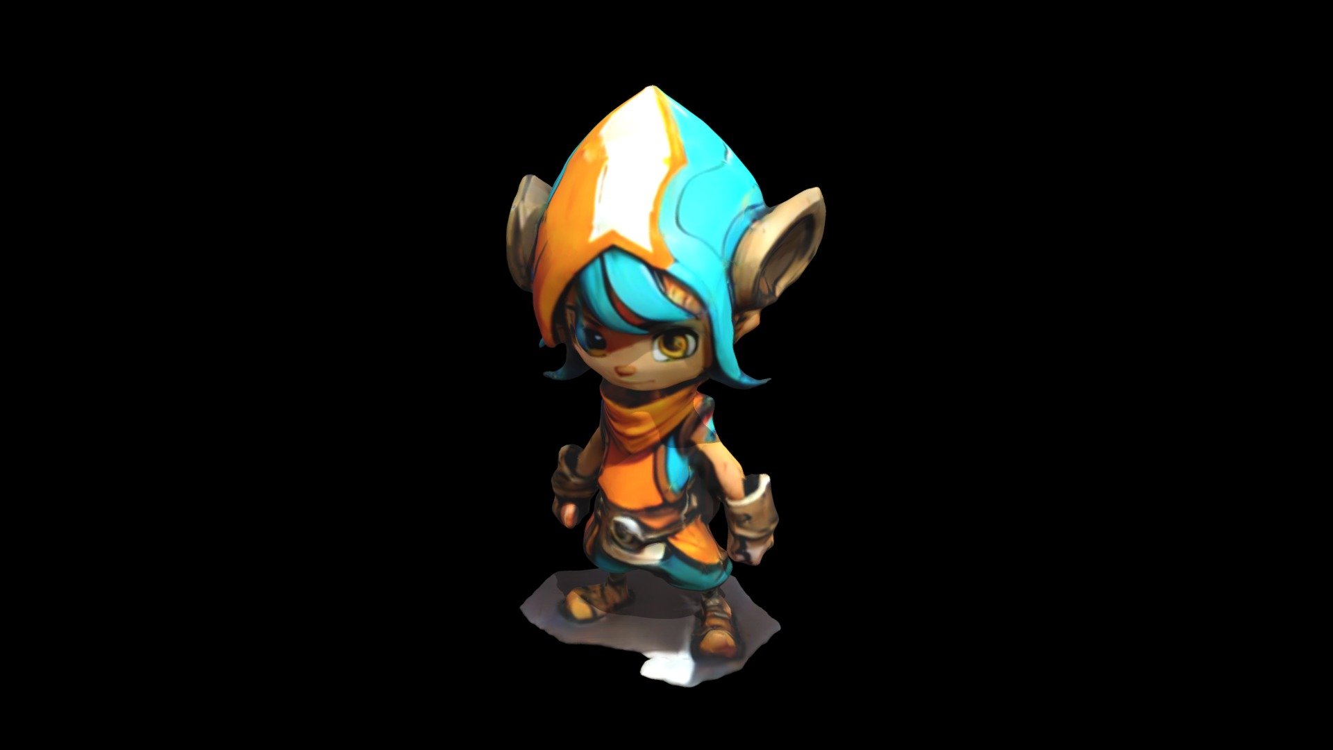 a cartoon character with blue hair and a hood - Download Free 3D model ...
