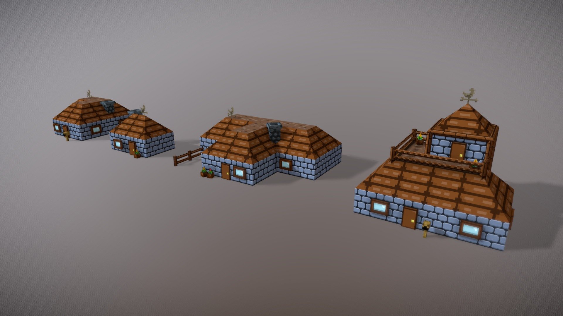 Modular Retro Buildings (Voxel Asset Pack) - Buy Royalty Free 3D model ...