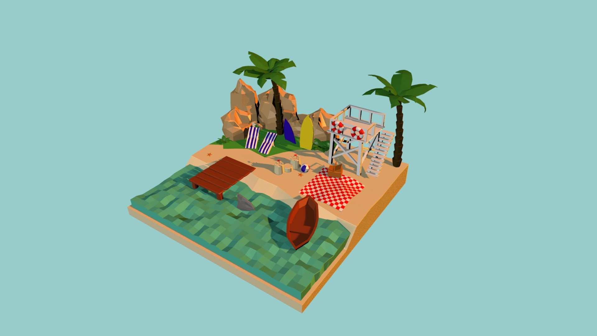 BeachEnvironment - 3D model by RyuseiHimitsu [2438b5b] - Sketchfab