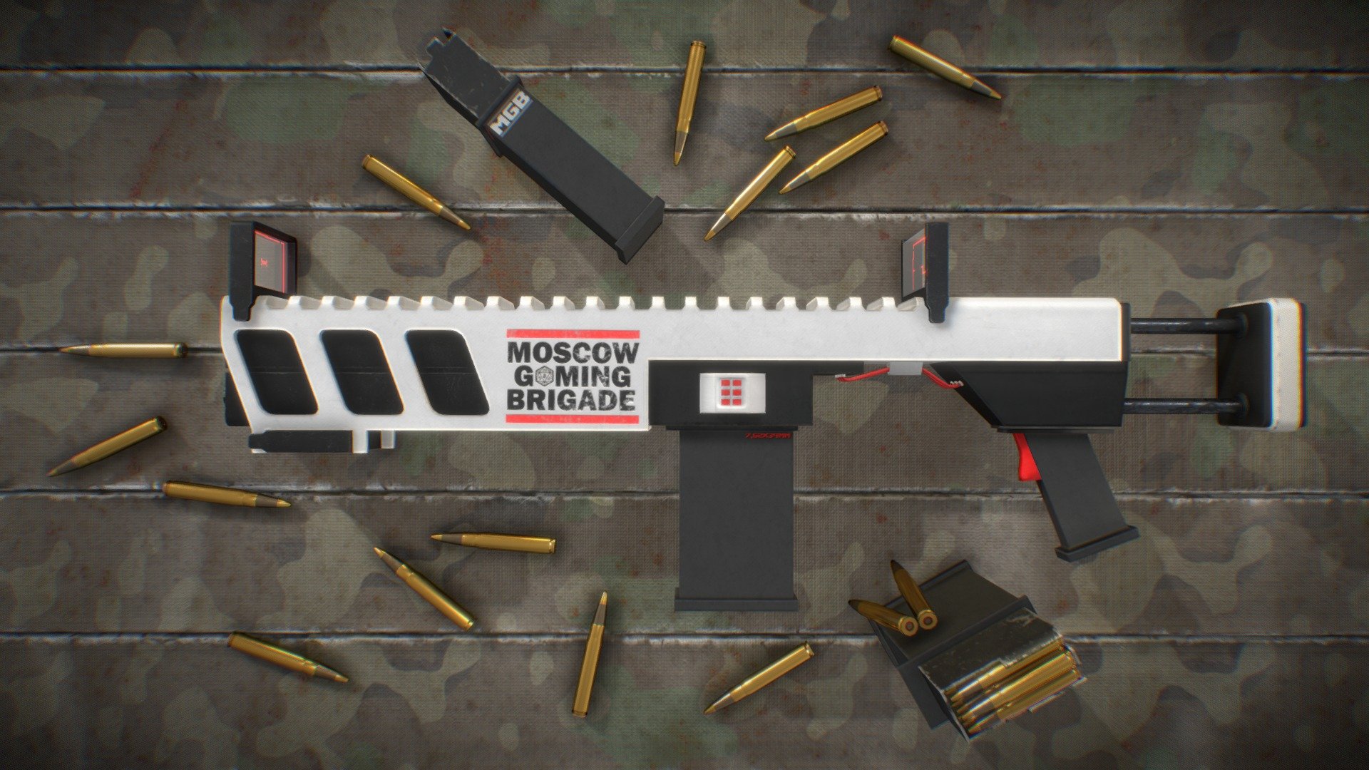 Double-barreled assault rifle - 3D model by jagoda [243b6a5] - Sketchfab