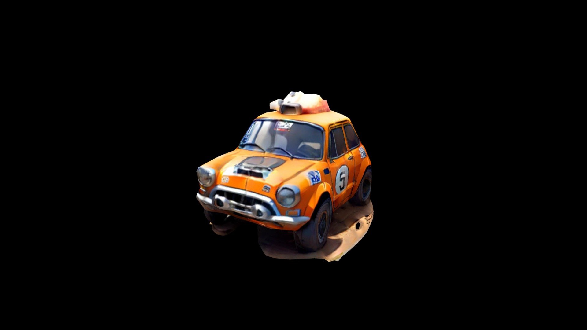 An animated small, three-wheeled orange car with - Download Free 3D ...