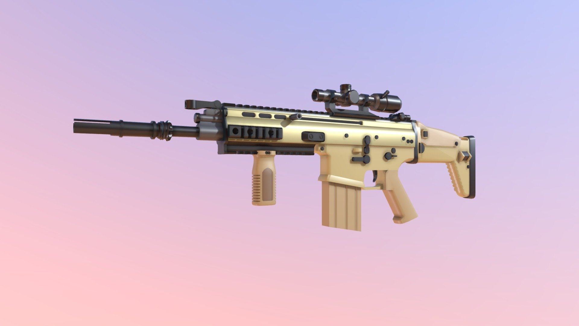 Scar H Battle Rifle With Attachments - 3D model by Pitur [243d1d4 ...