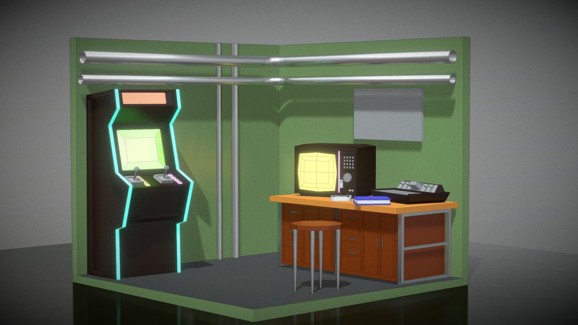 Low Poly Gaming Room - Download Free 3D model by sudeepsingh [244093a ...
