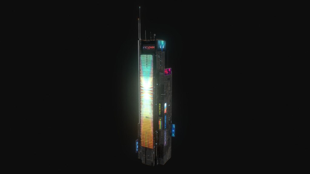 Cyberpunk Futuristic building Kitbash Bundle - A 3D model collection by ...
