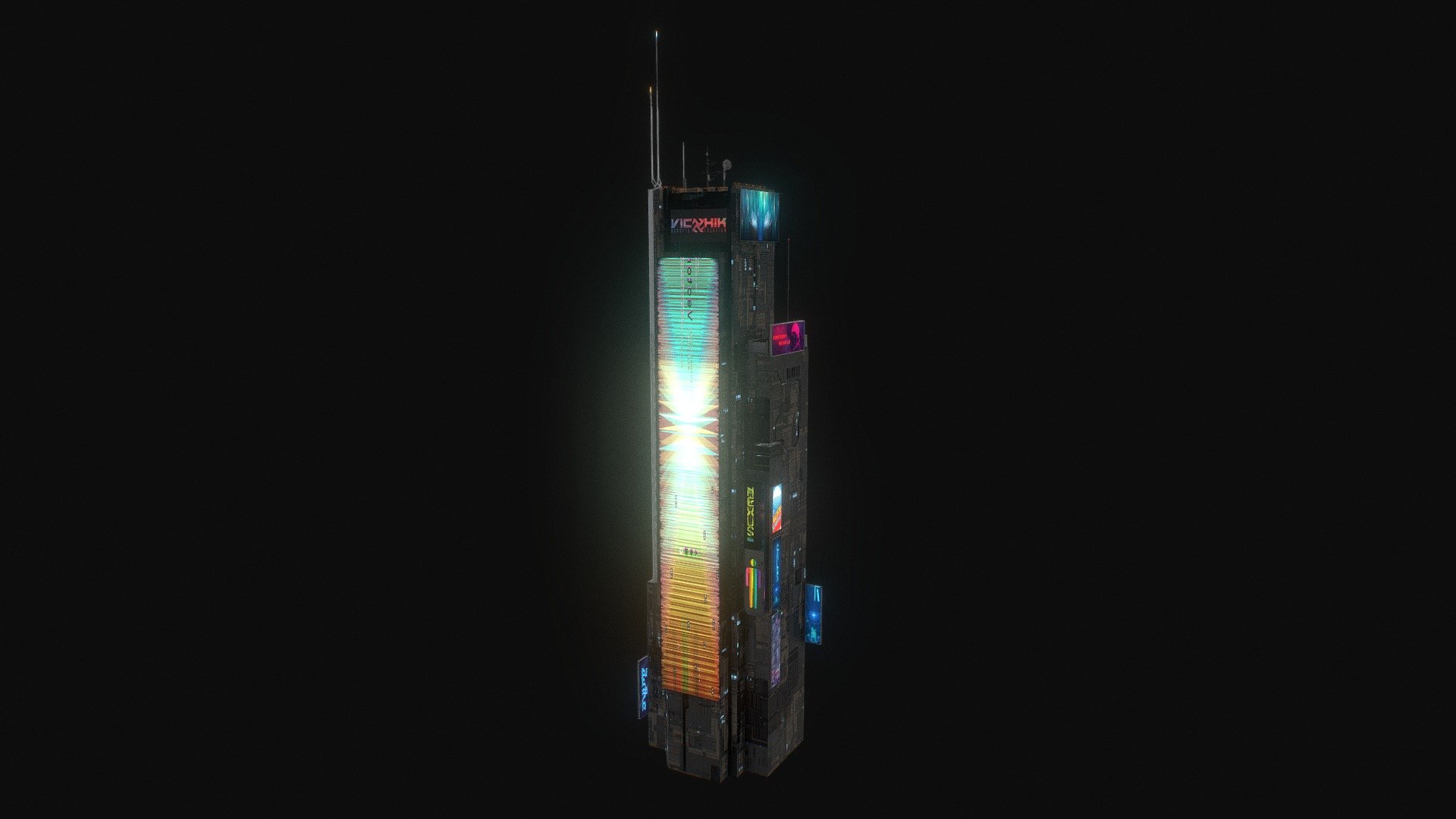 Cyberpunk Futuristic building Kitbash Bundle_008 - 3D model by Zippy ...