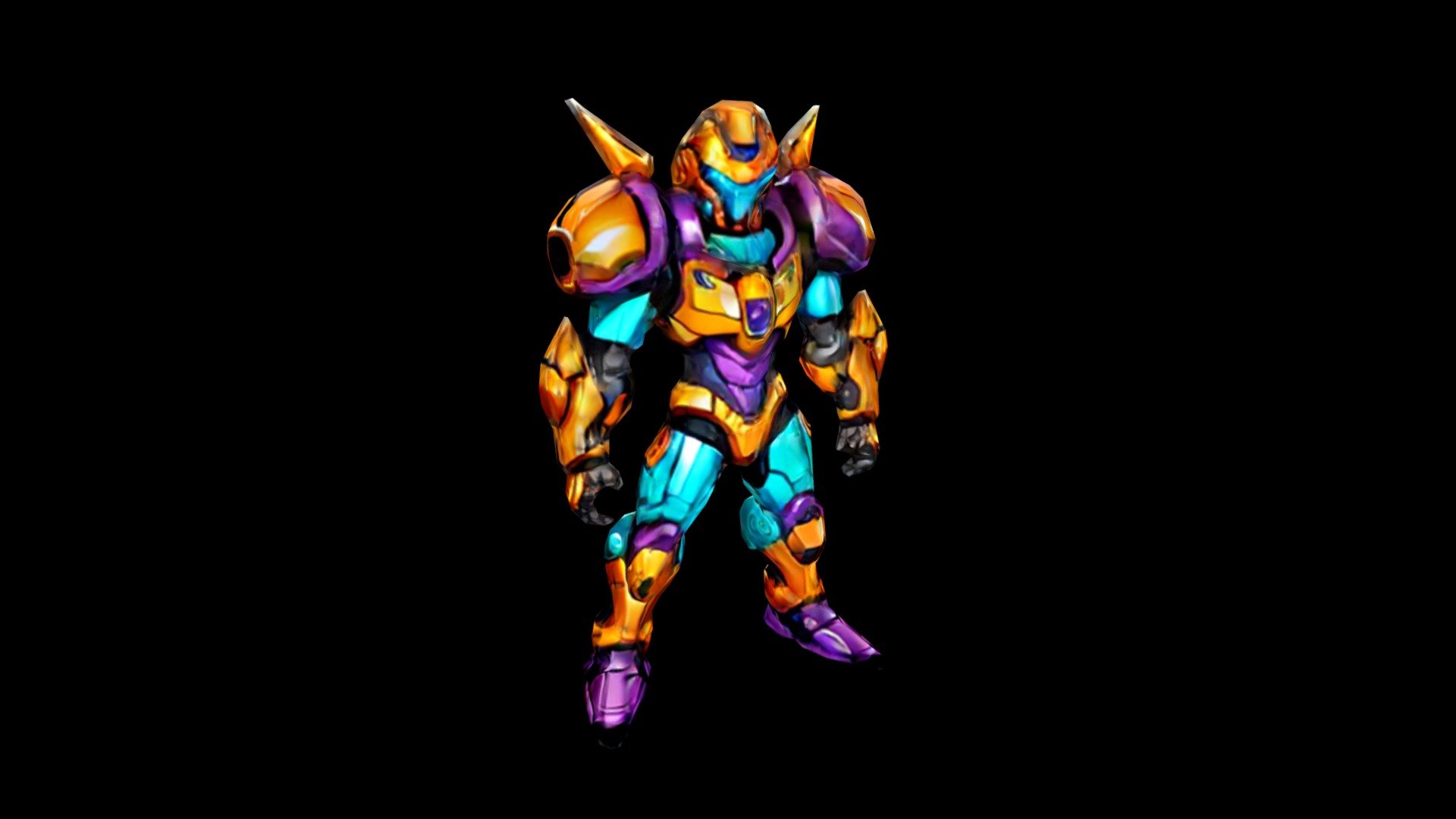 Colorful robot with orange, blue, and purple par - Download Free 3D ...