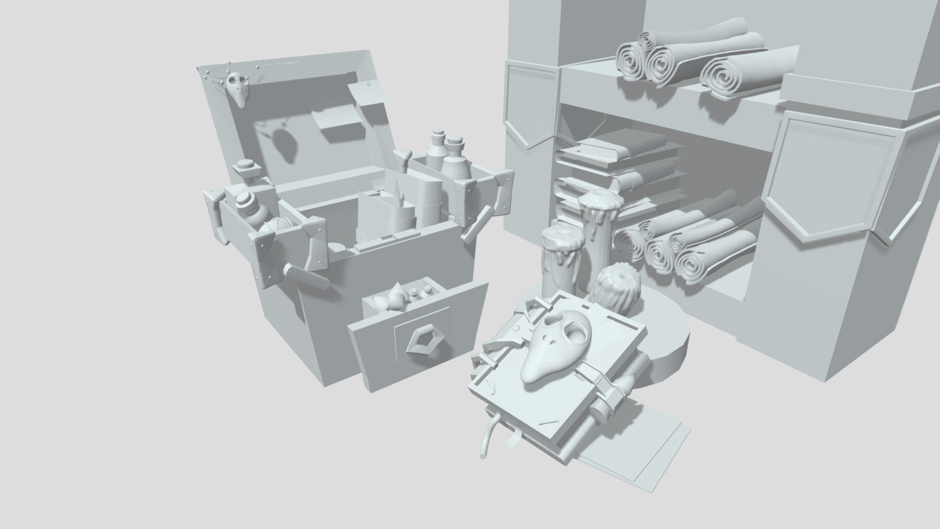 WitchBox_4_3 Sculpting Skull & Candles - 3D model by g.phillips [247be93] - Sketchfab