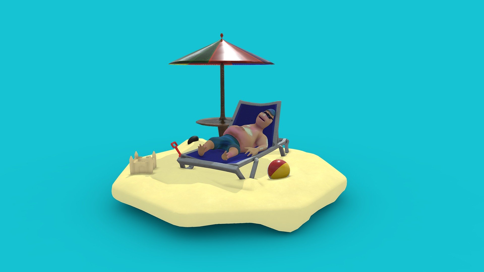 Summer Time - Beach scene - 3D model by Ckorie [247fb54] - Sketchfab