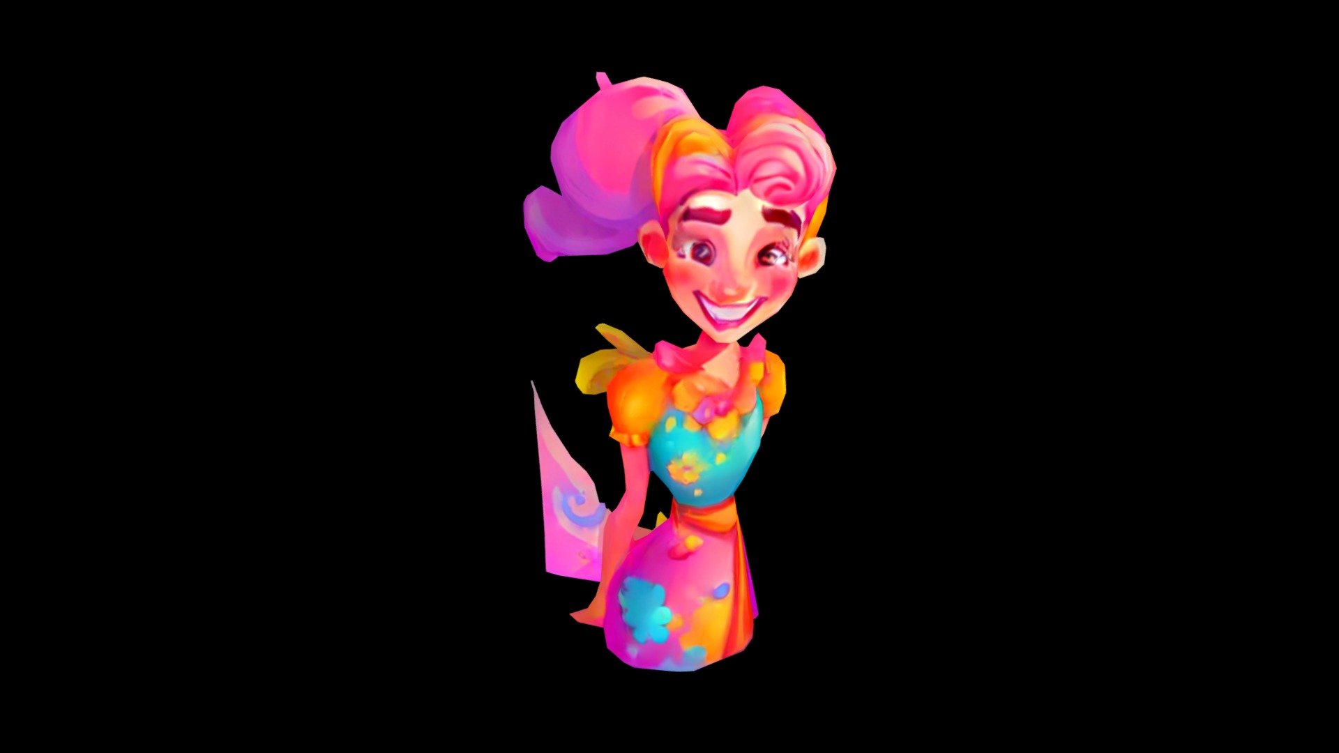 "Cheerful Pink Cartoon Wheel Art in Nature" Smil - Download Free 3D ...
