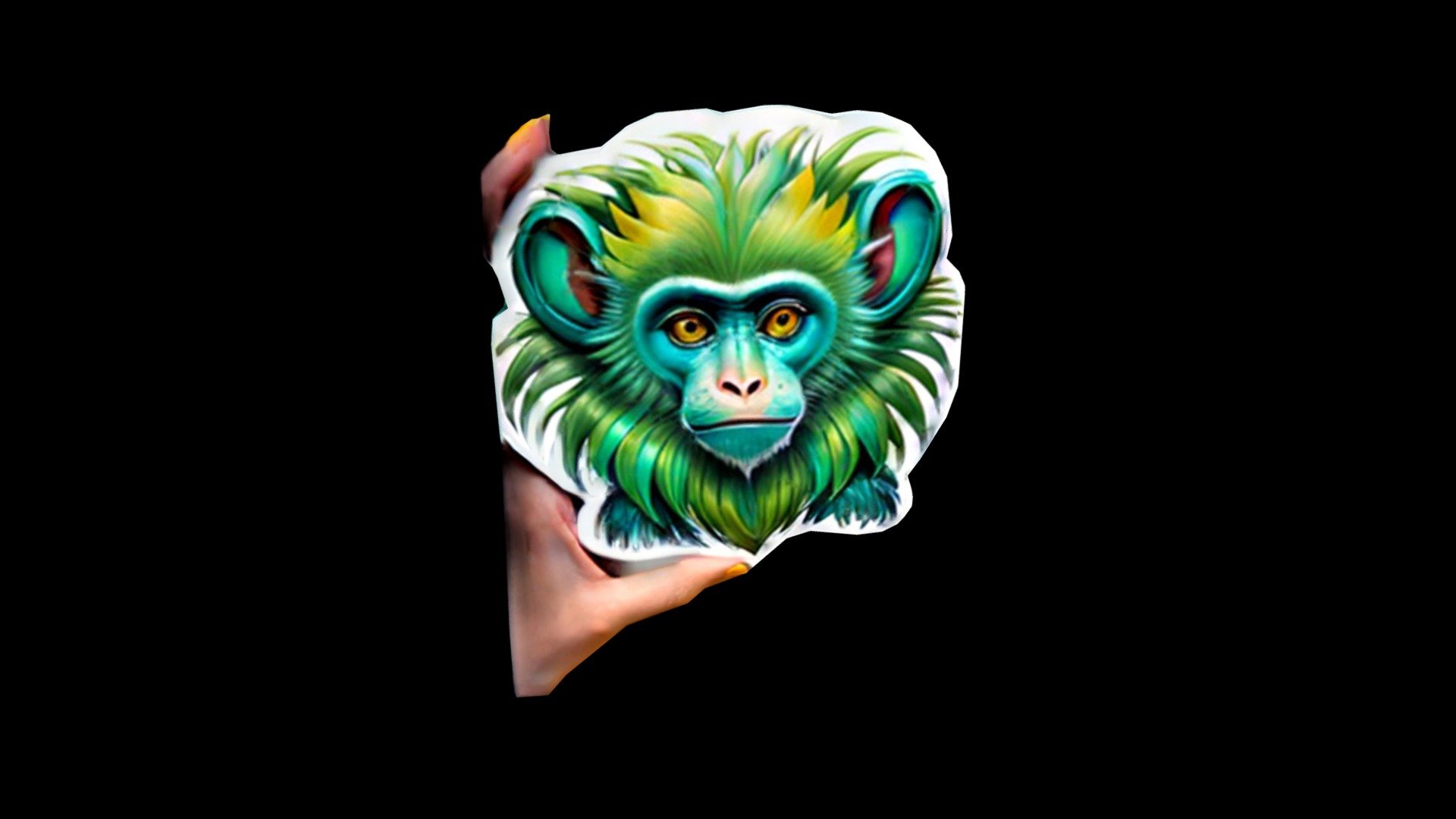 Green-Furred Simian A person is holding a sti - Download Free 3D model ...