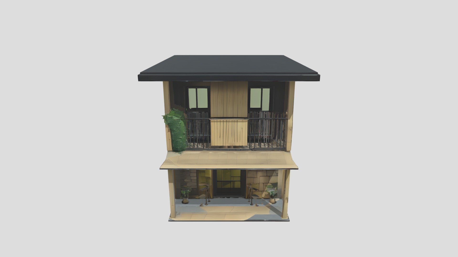 two-story modern house - 3D model by huph [24877fe] - Sketchfab