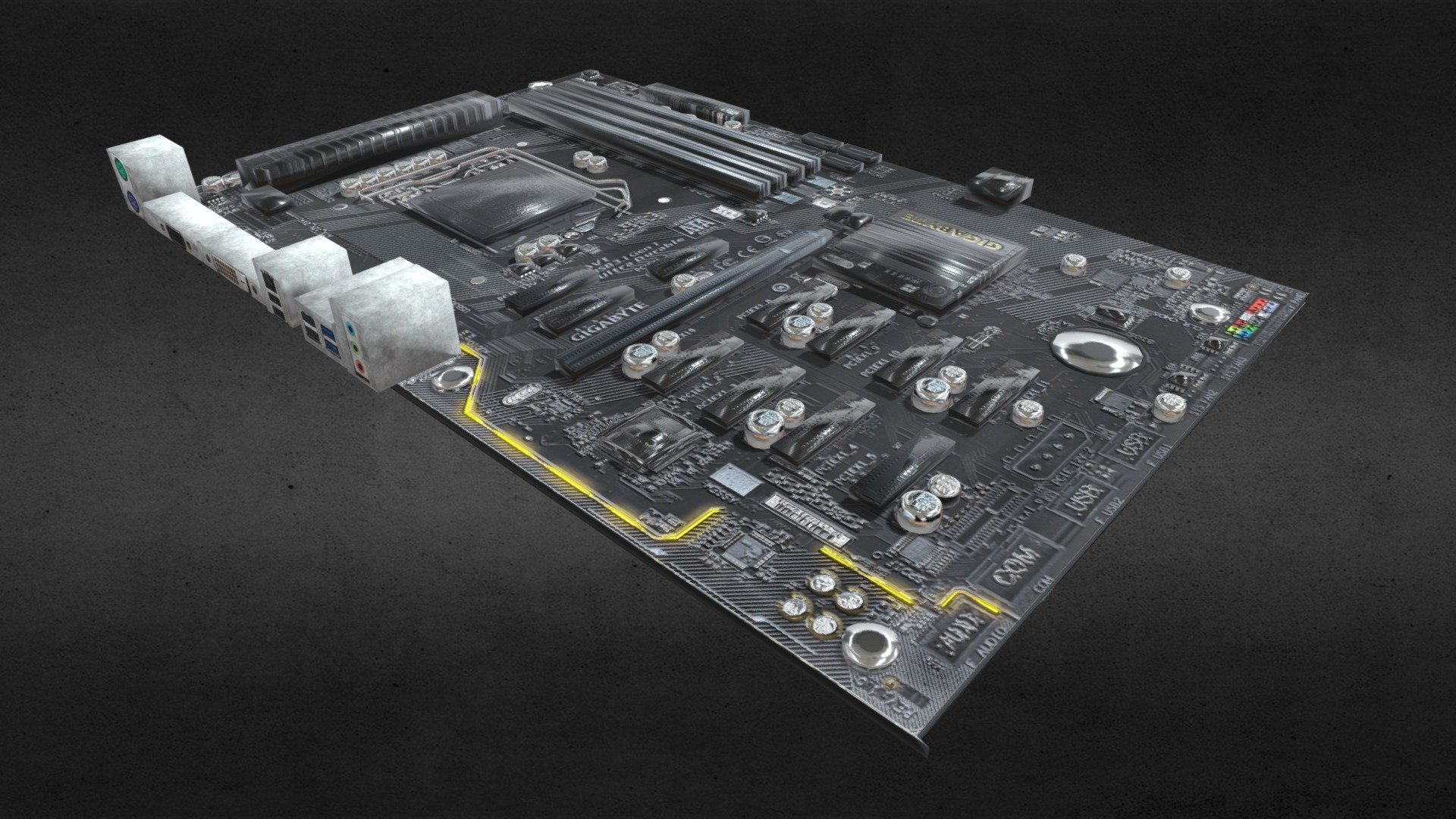 Low poly MotherBoard Gigabyte b250 fintech - 3D model by atonce [2492a85] - Sketchfab