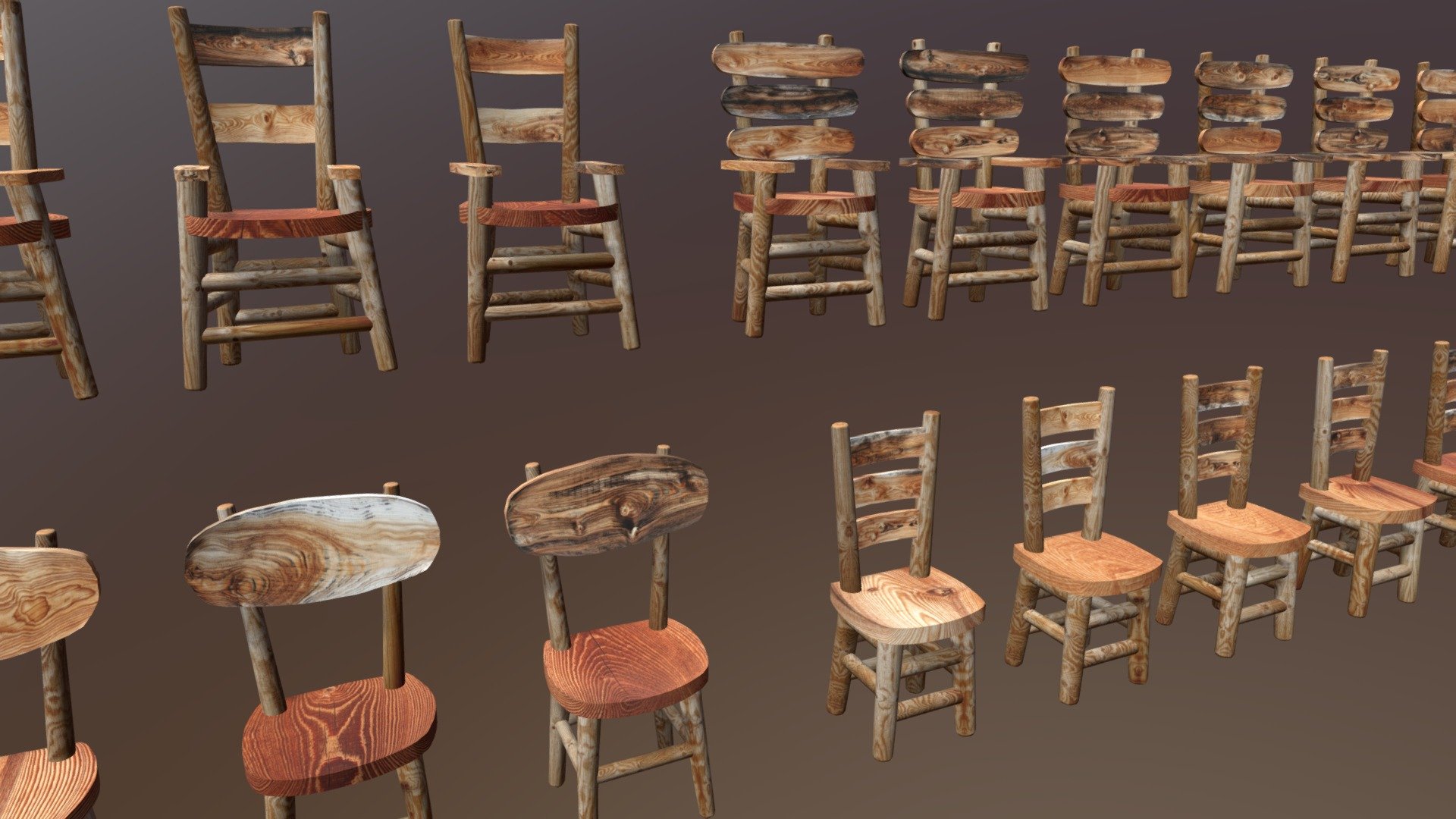 64 Wooden Chairs Pack I-a (high-Poly) - Buy Royalty Free 3D model by ...