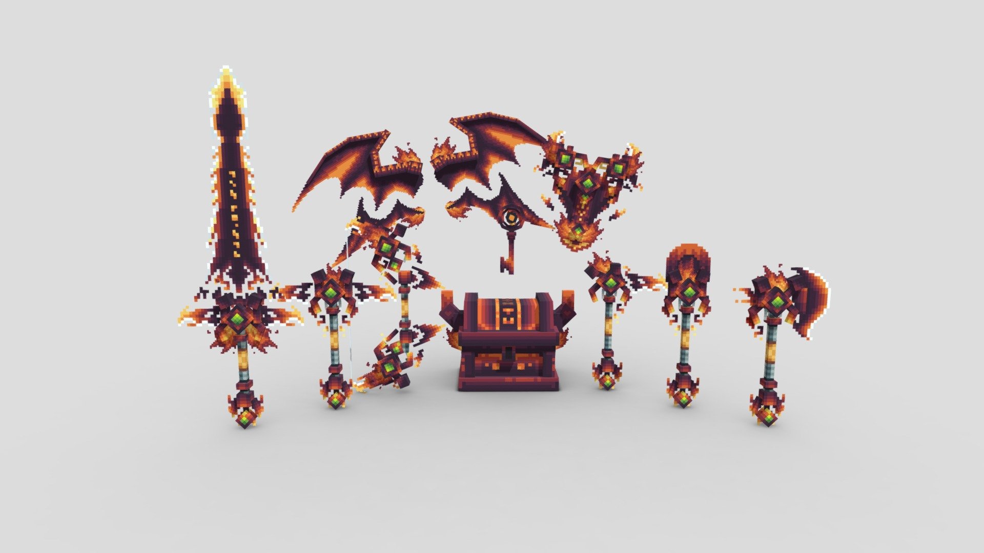 Red Dragon Weapon Set - Buy Royalty Free 3D model by EliteCreatures [24a76dc] - Sketchfab Store