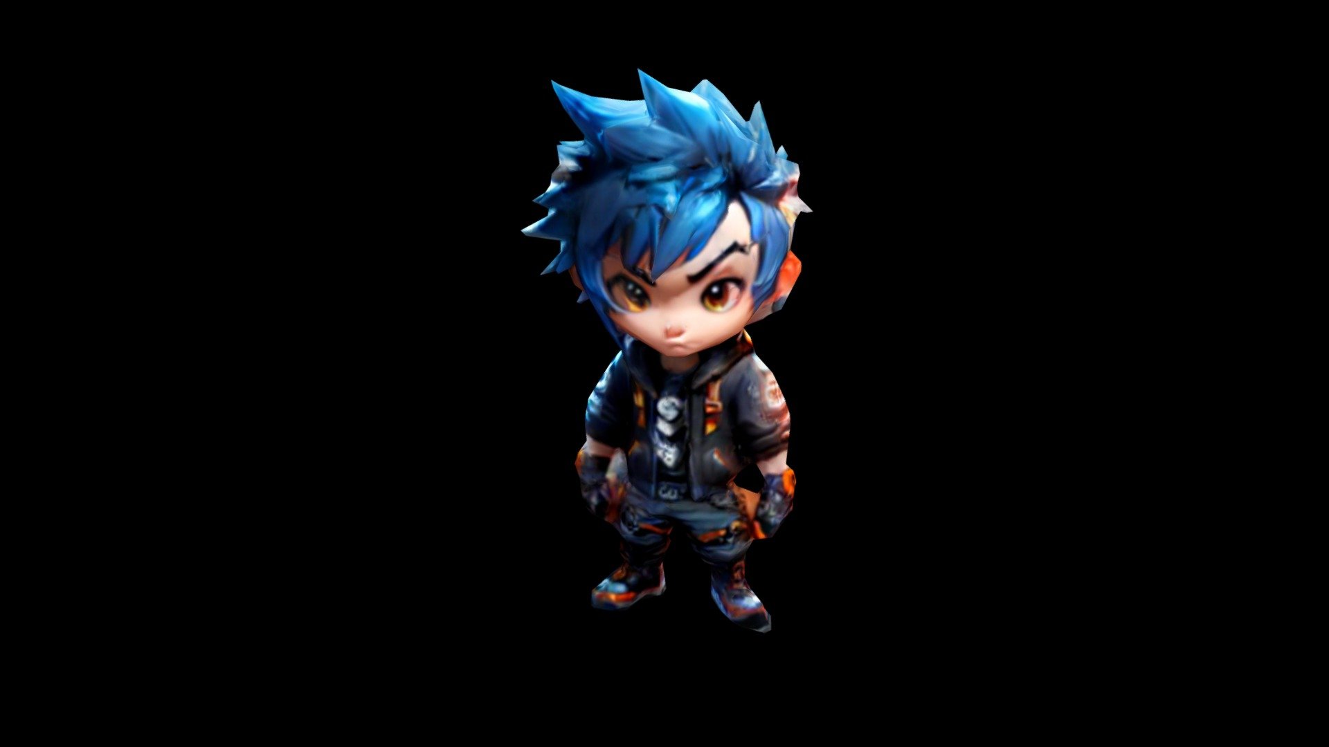 Cartoon character with blue hair and a stern exp - Download Free 3D ...
