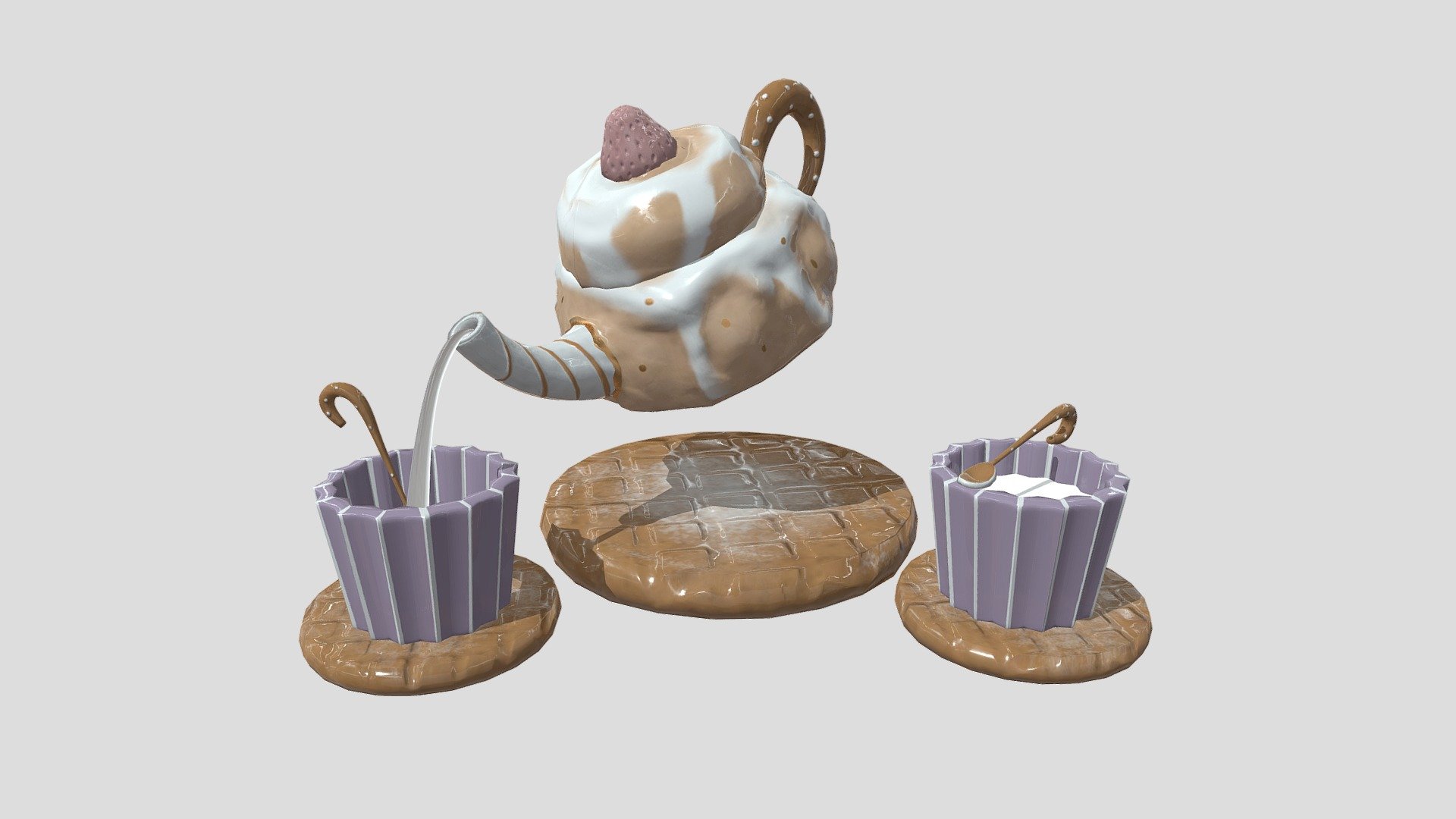 Low Poly Sweet Tea Set - Download Free 3D model by hlebnay kroshka ...