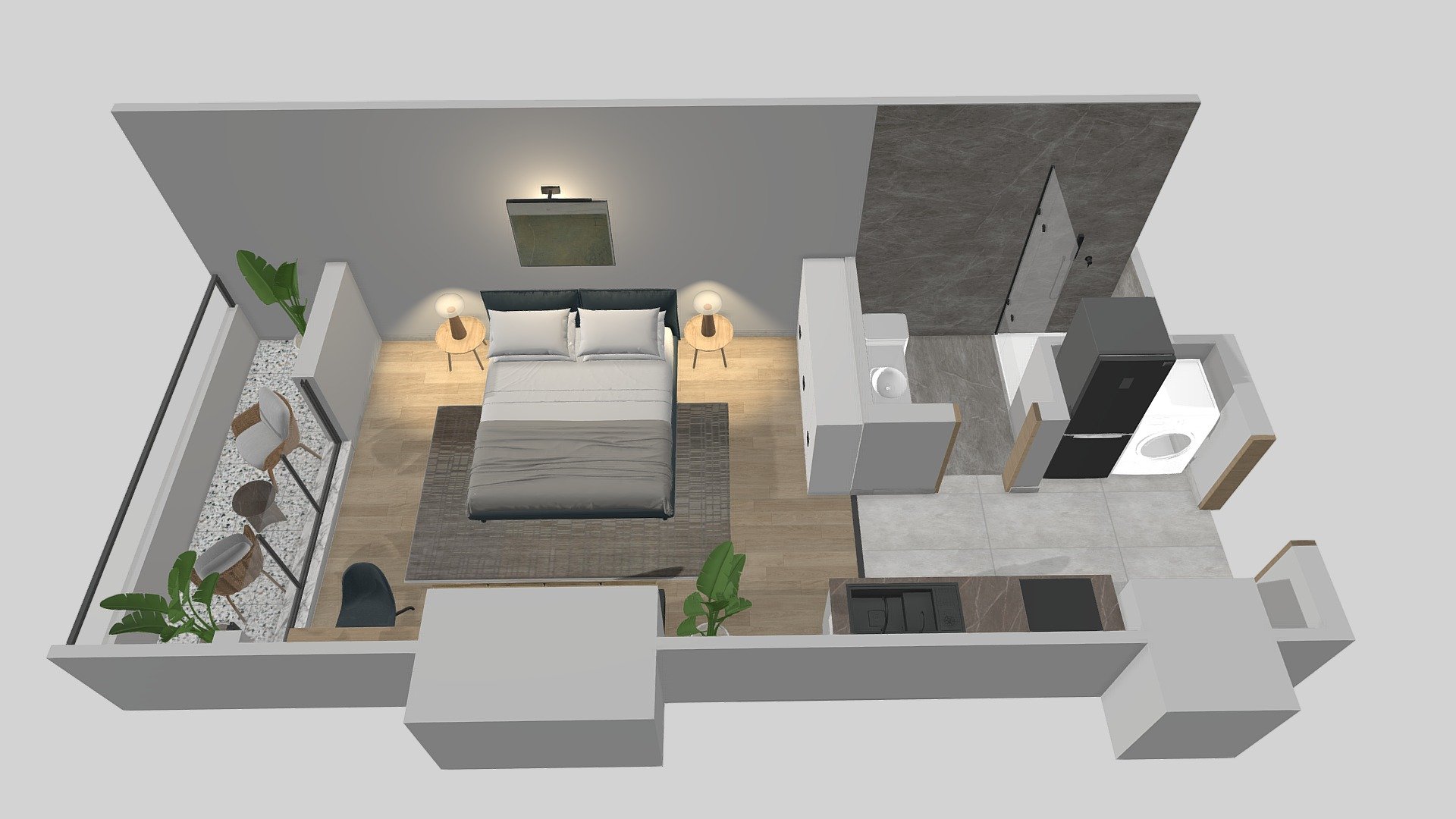 Zameen Arx _ Studio Apartment - 3D model by Zameen.com [24c5583] - Sketchfab