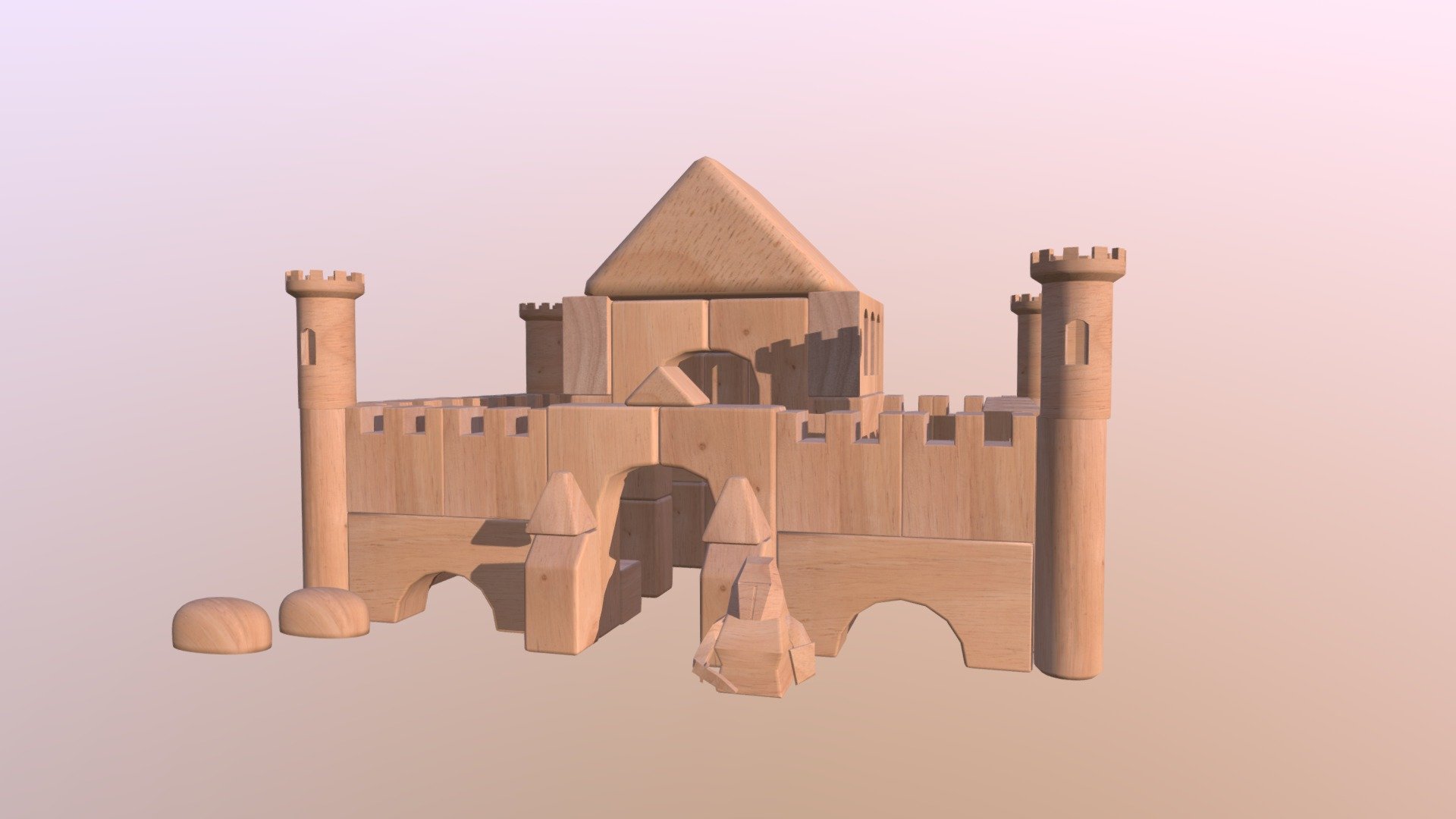 Castle made of Wooden Blocks - 3D model by Rae (@raefu) [24d6b51 ...